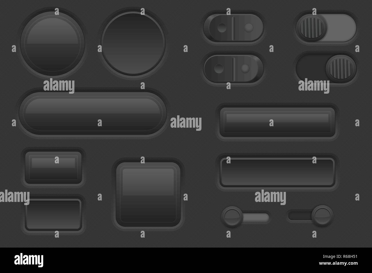 Black web interface buttons set. 3d icons Stock Vector Image & Art - Alamy