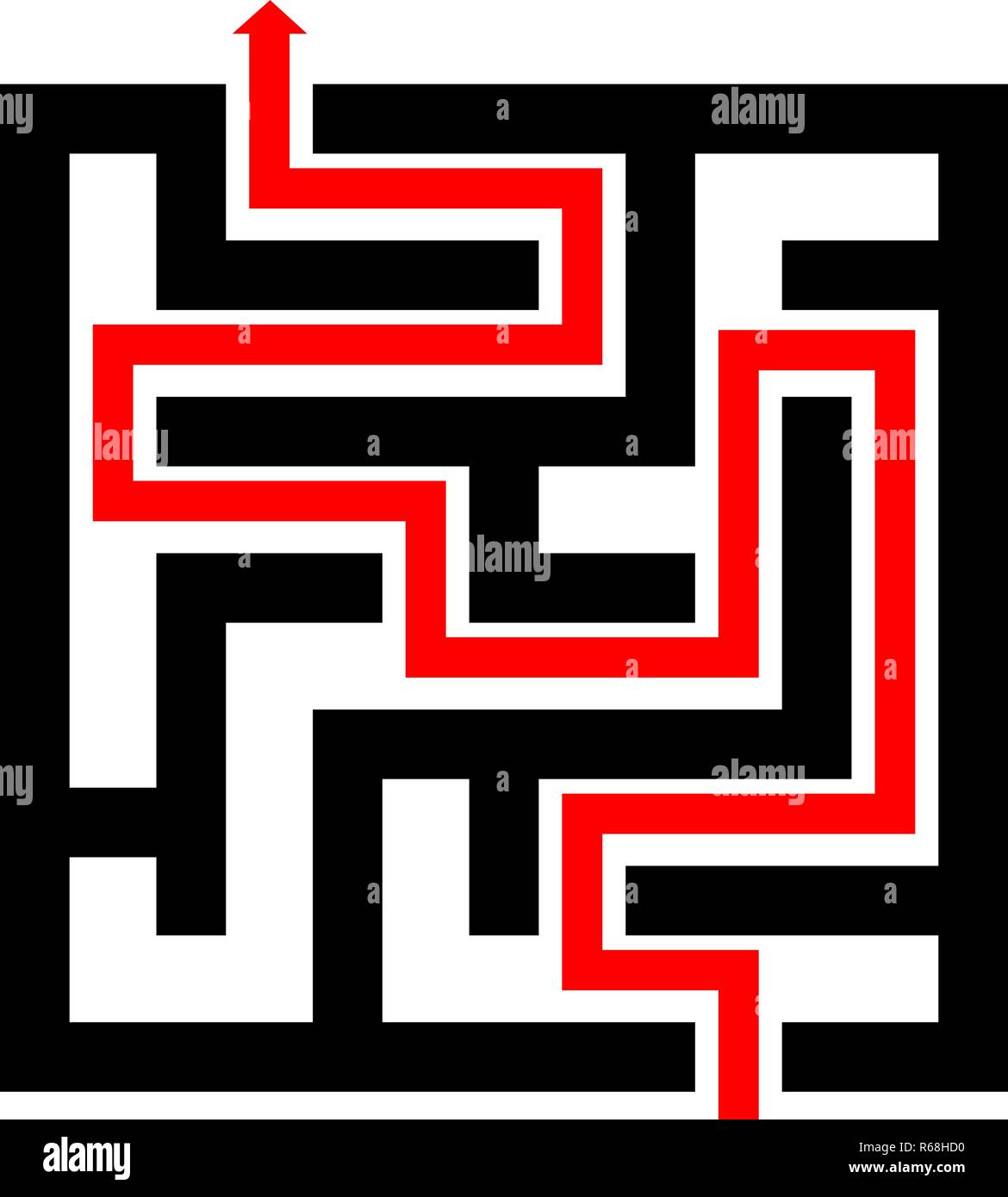 Maze with red path. Top view. Vector illustration isolated on white background Stock Vector ...