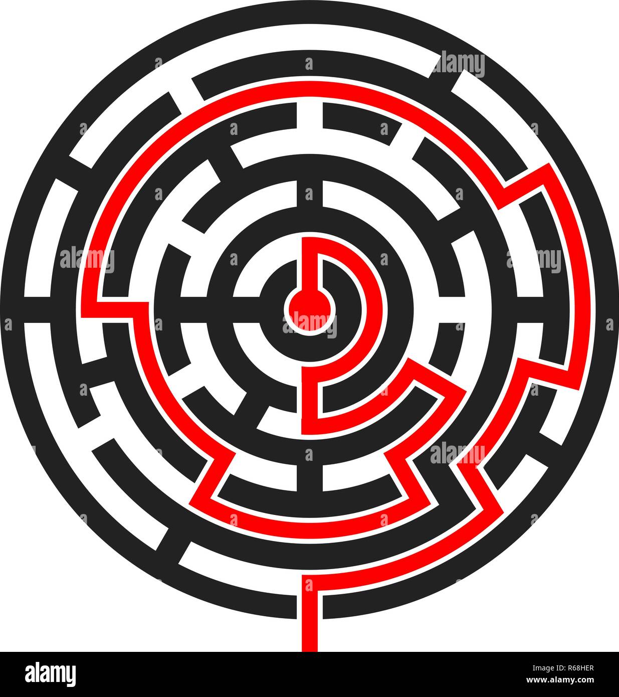 Maze labyrinth solution path Stock Vector Images - Alamy