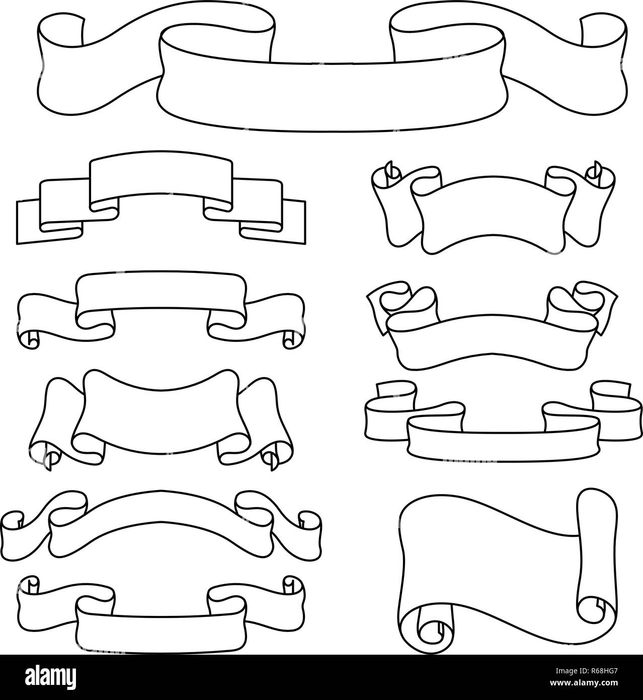Paper scrolls. Outline set of illustrations Stock Vector Image & Art ...