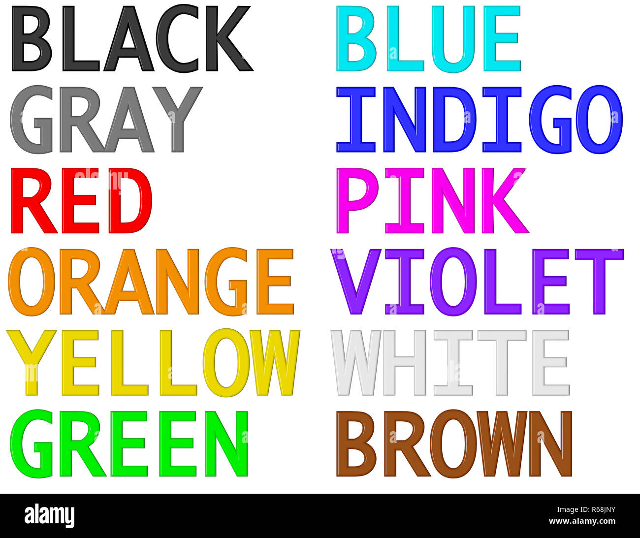Names of colors. 3D render Stock Photo - Alamy