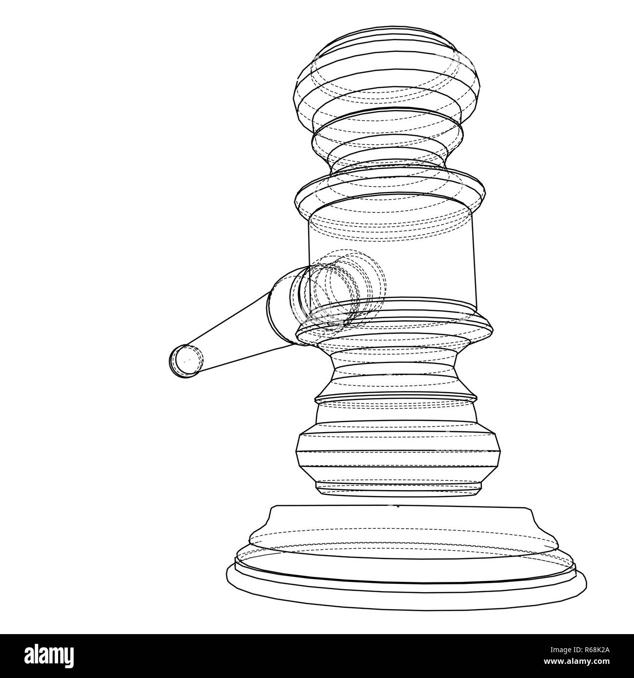 Judge's gavel illustration Black and White Stock Photos & Images - Alamy