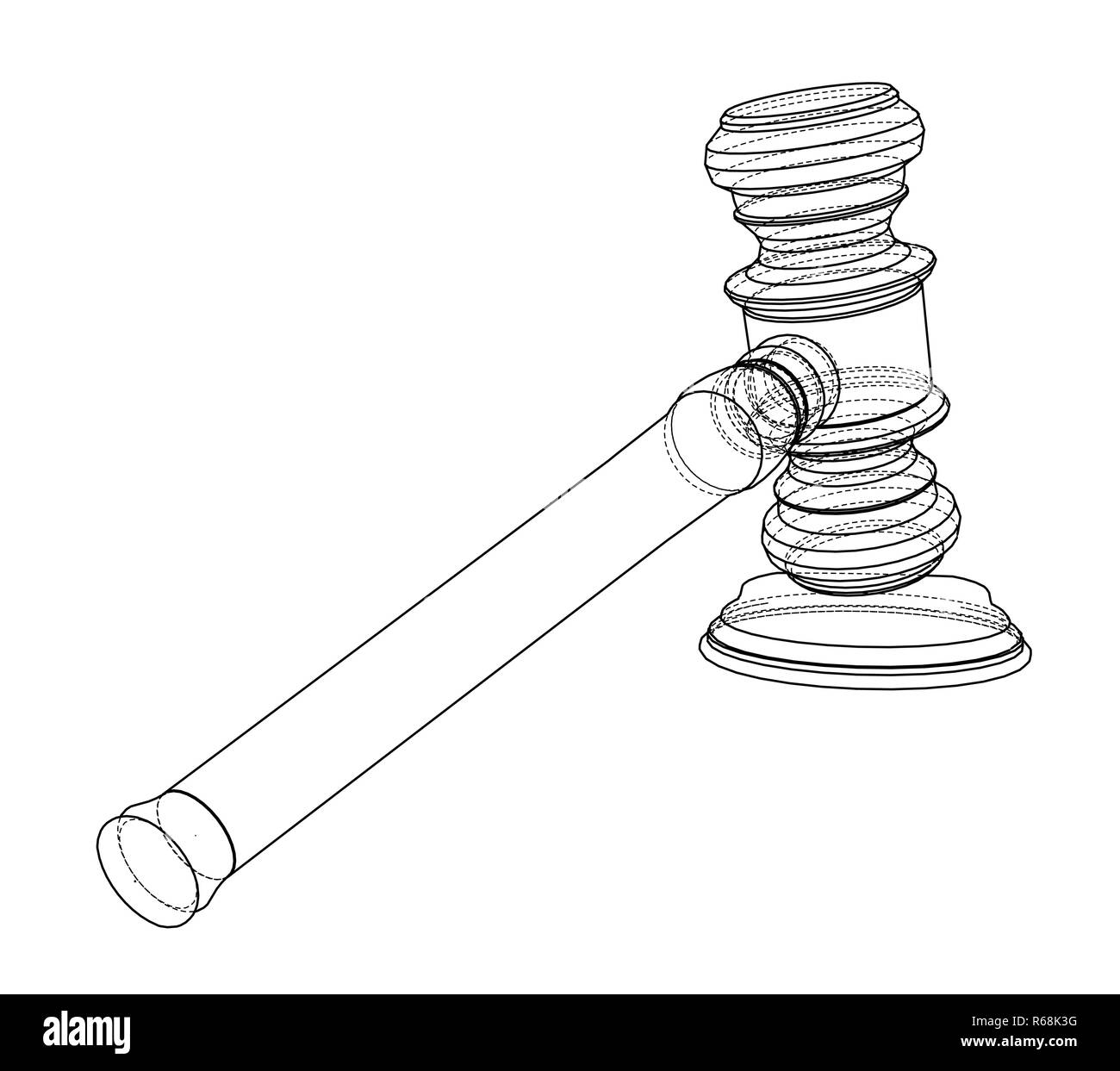 3D outline gavel. Vector rendering of 3d Stock Vector Image & Art - Alamy