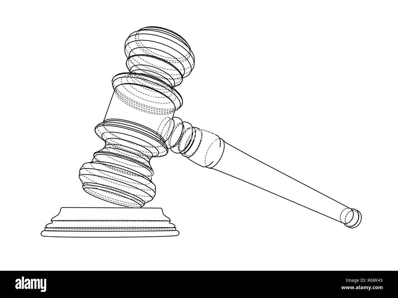 3D outline gavel. Vector rendering of 3d Stock Vector Image & Art - Alamy