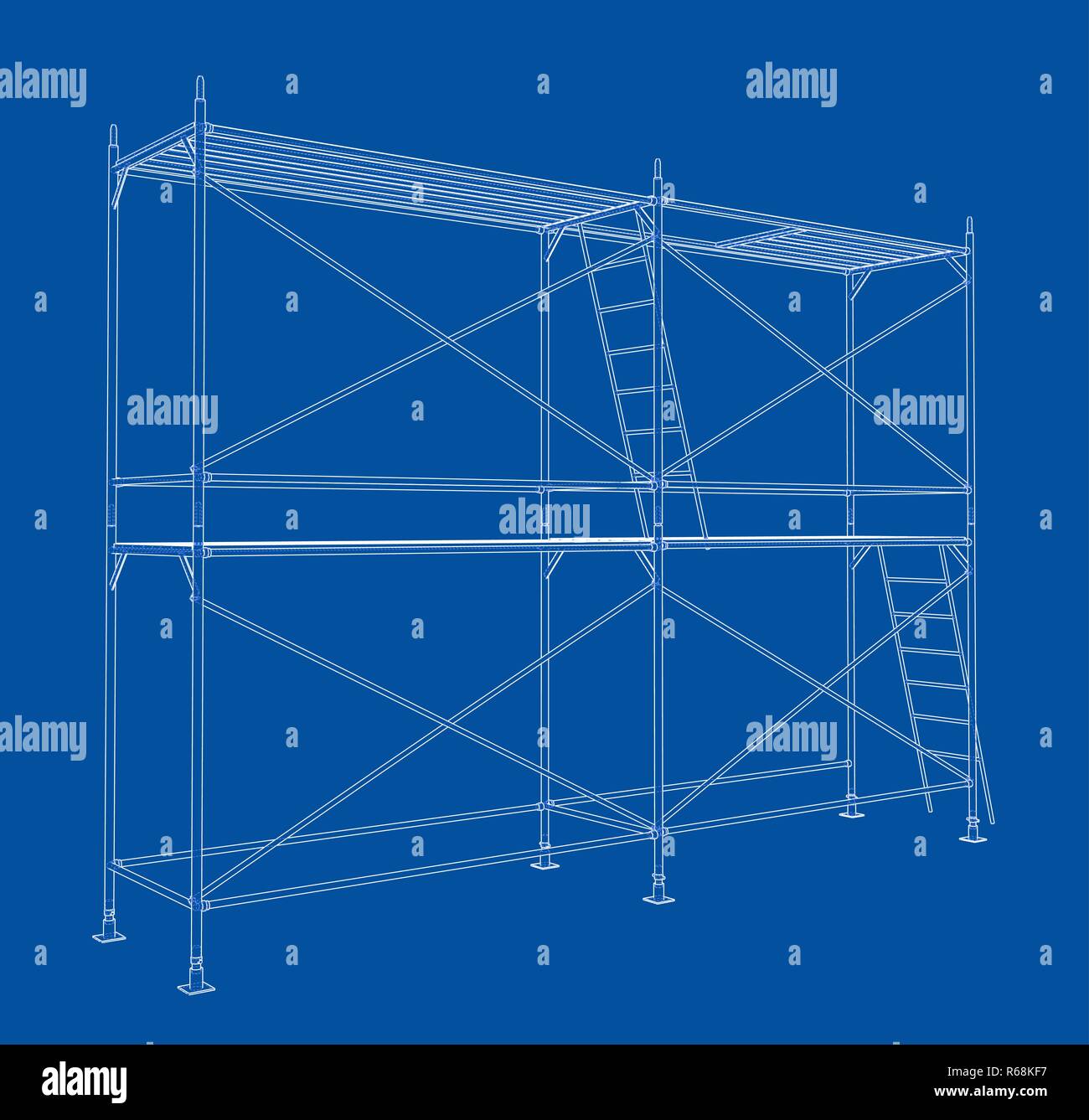 3D outline scaffold. Vector rendering of 3d Stock Vector Image & Art ...