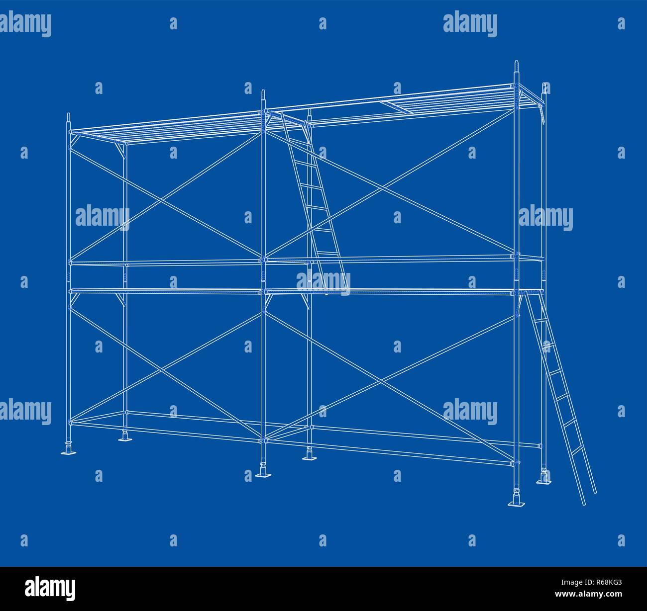3D outline scaffold. Vector rendering of 3d Stock Vector Image & Art ...