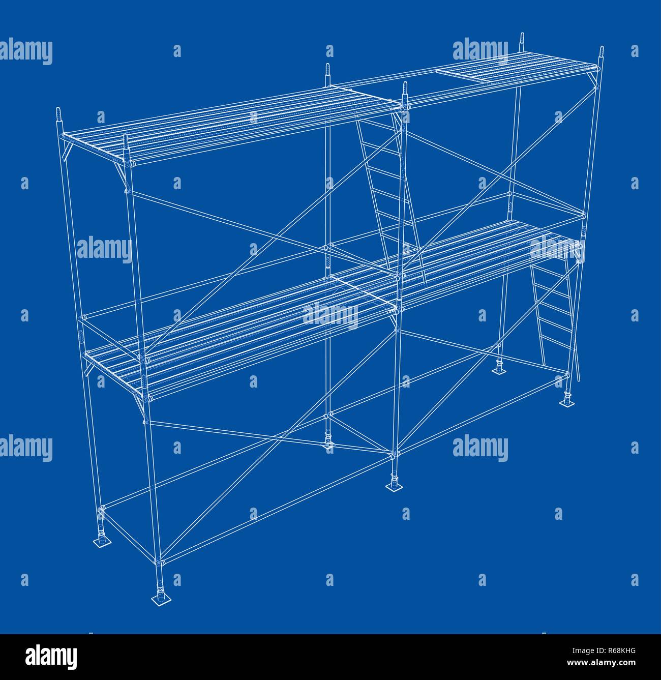 3D outline scaffold. Vector rendering of 3d Stock Vector Image & Art ...