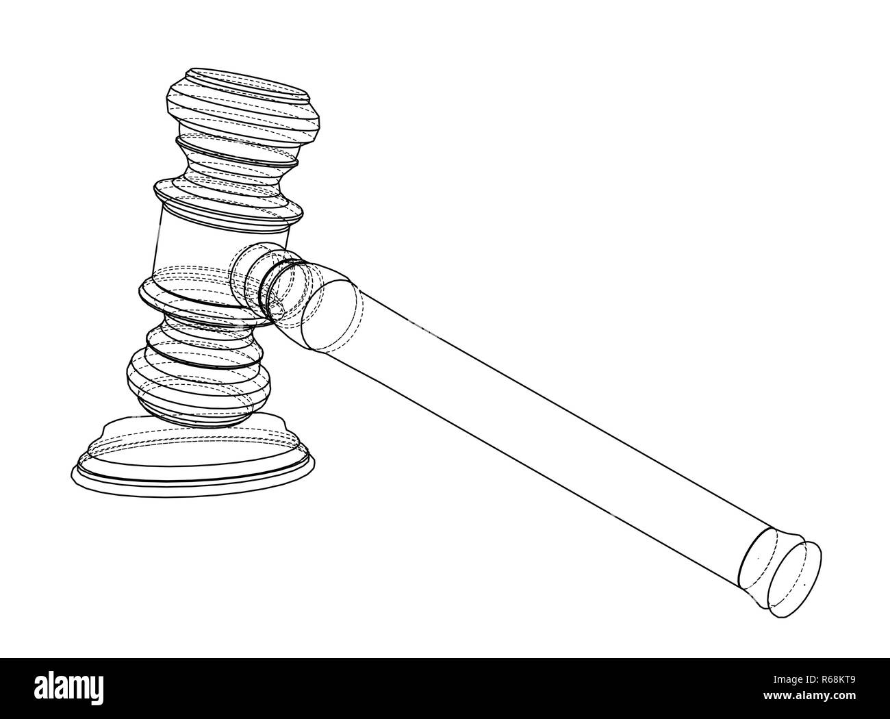 3D outline gavel. Vector rendering of 3d Stock Vector Image & Art - Alamy
