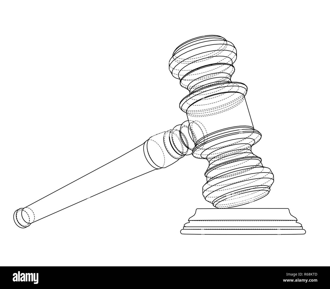 3D outline gavel. Vector rendering of 3d Stock Vector Image & Art - Alamy