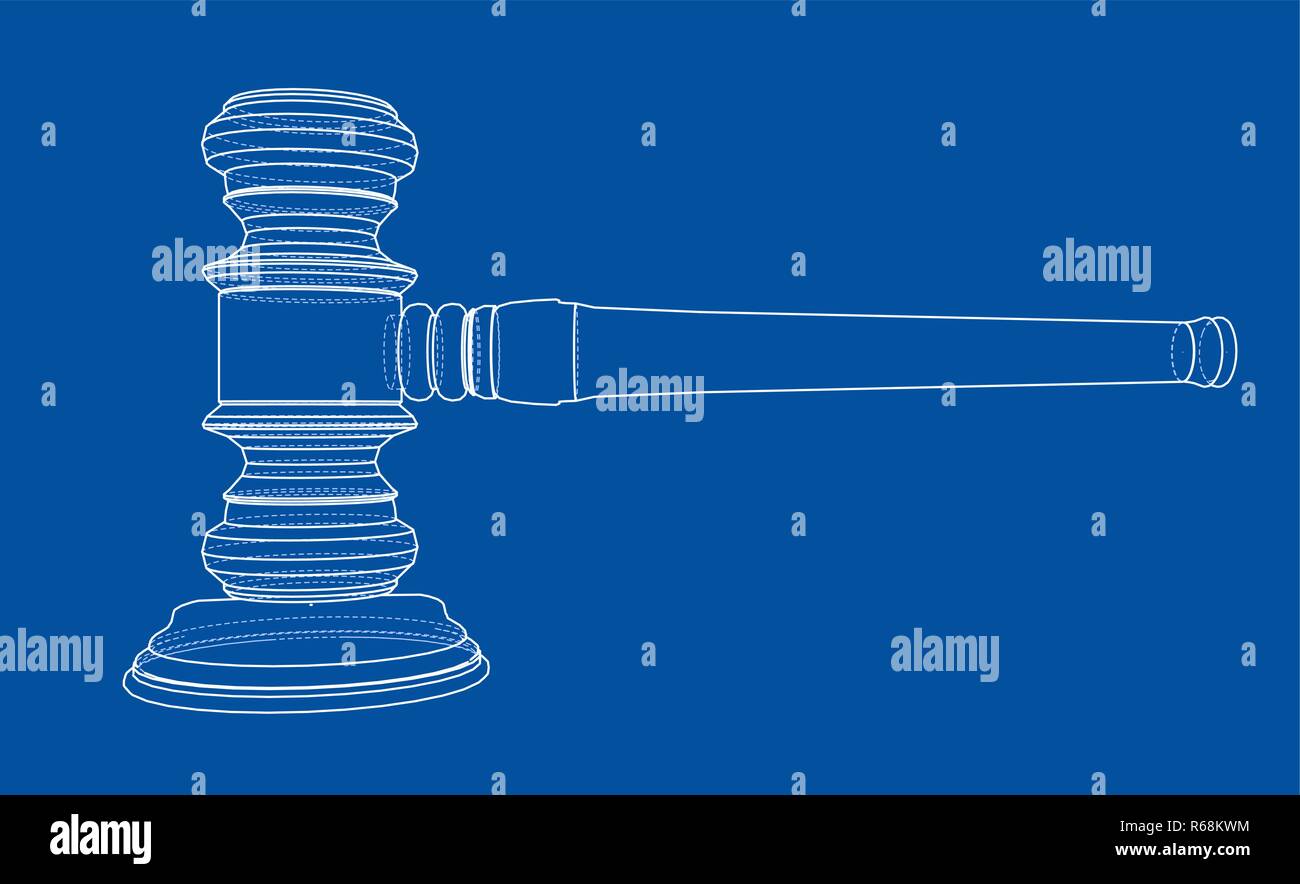 3D outline gavel. Vector rendering of 3d Stock Vector Image & Art - Alamy