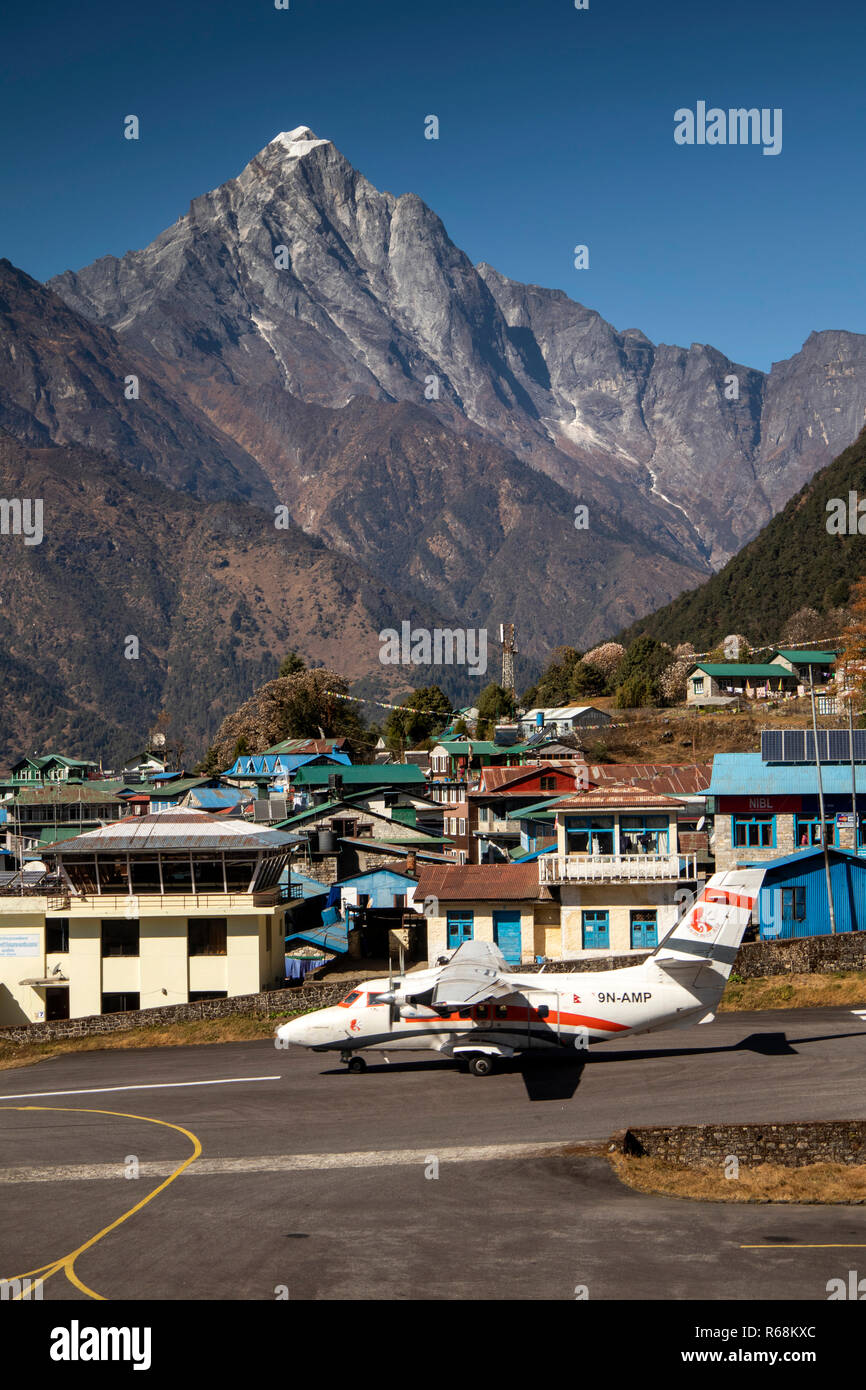 Nepal, Lukla airport, Summit Air, Let L-410, Turbolet aircraft taking ...