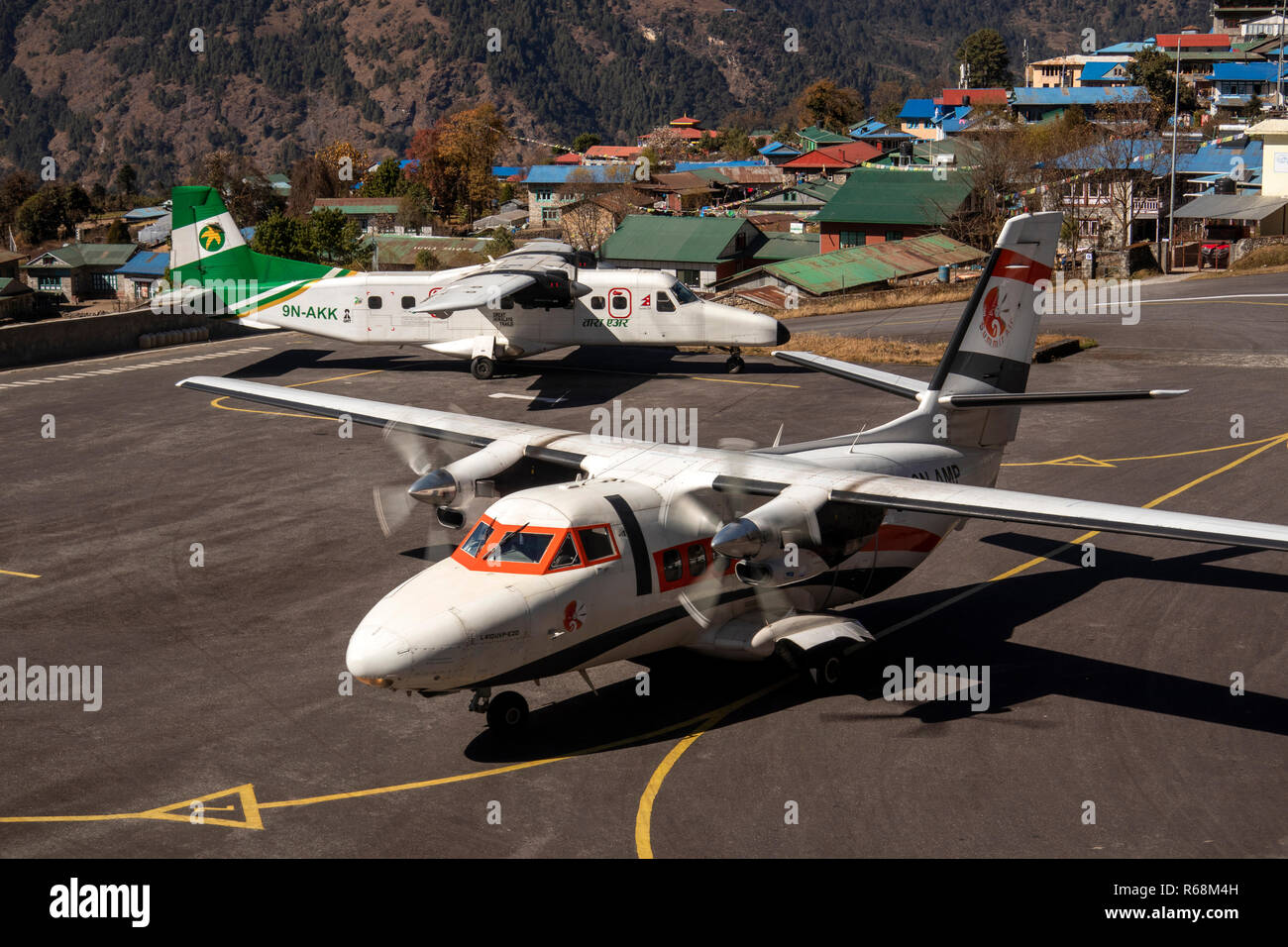 Nepal, Lukla, airport, Summit Air Let L-410 Turbolet arriving as Tara ...