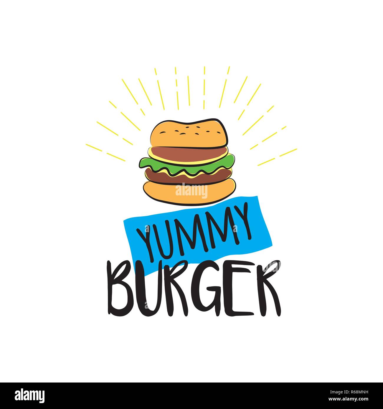 Yummy burger isolated on white background,doodle vector illustration ...