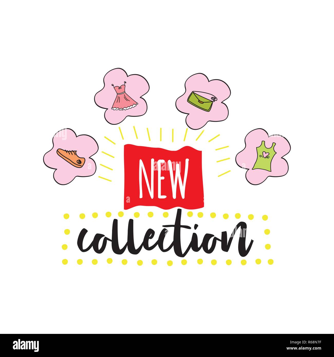 New collection -doodle phrase and objects,isolated on white background ...