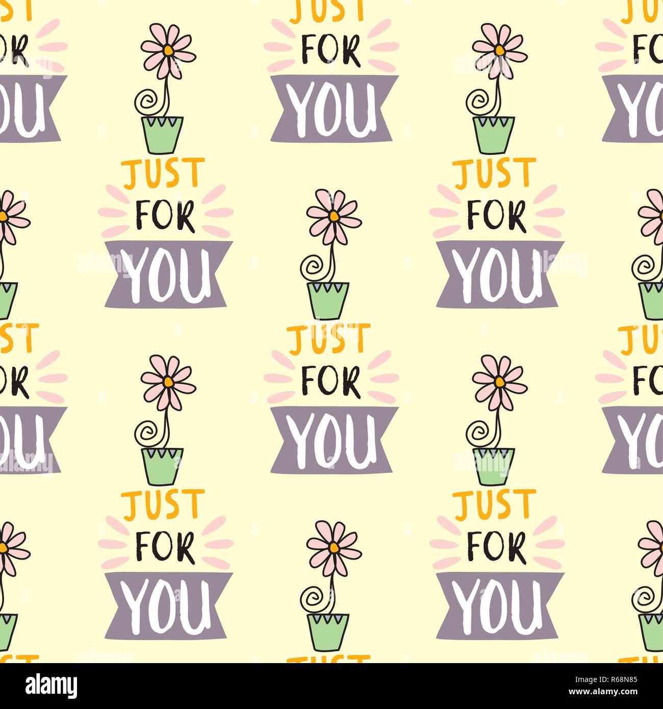 Flower just for you seamless pattern,texture on white background,doodle ...