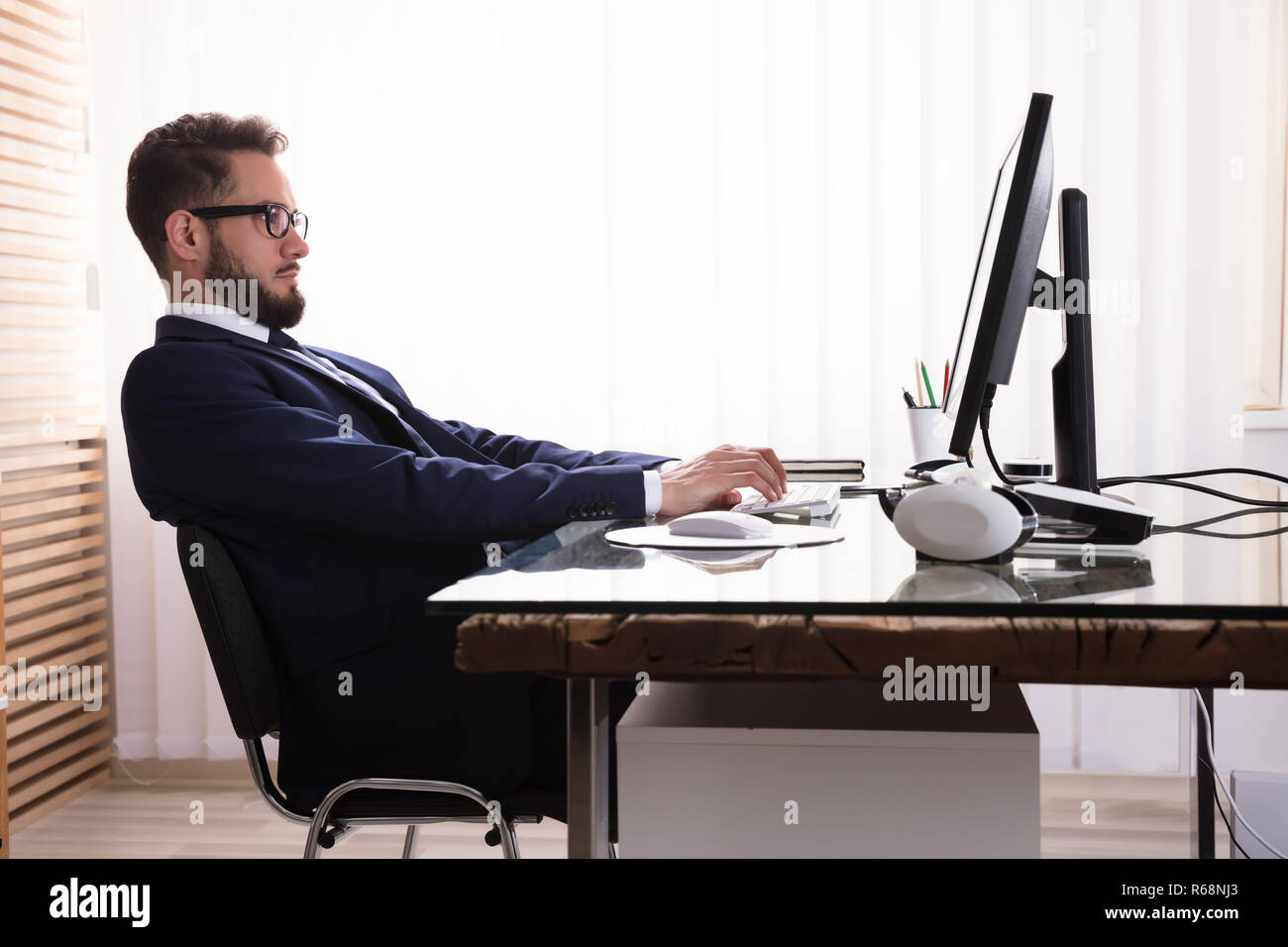 Bad Posture While Working On Computer Stock Photo - Alamy