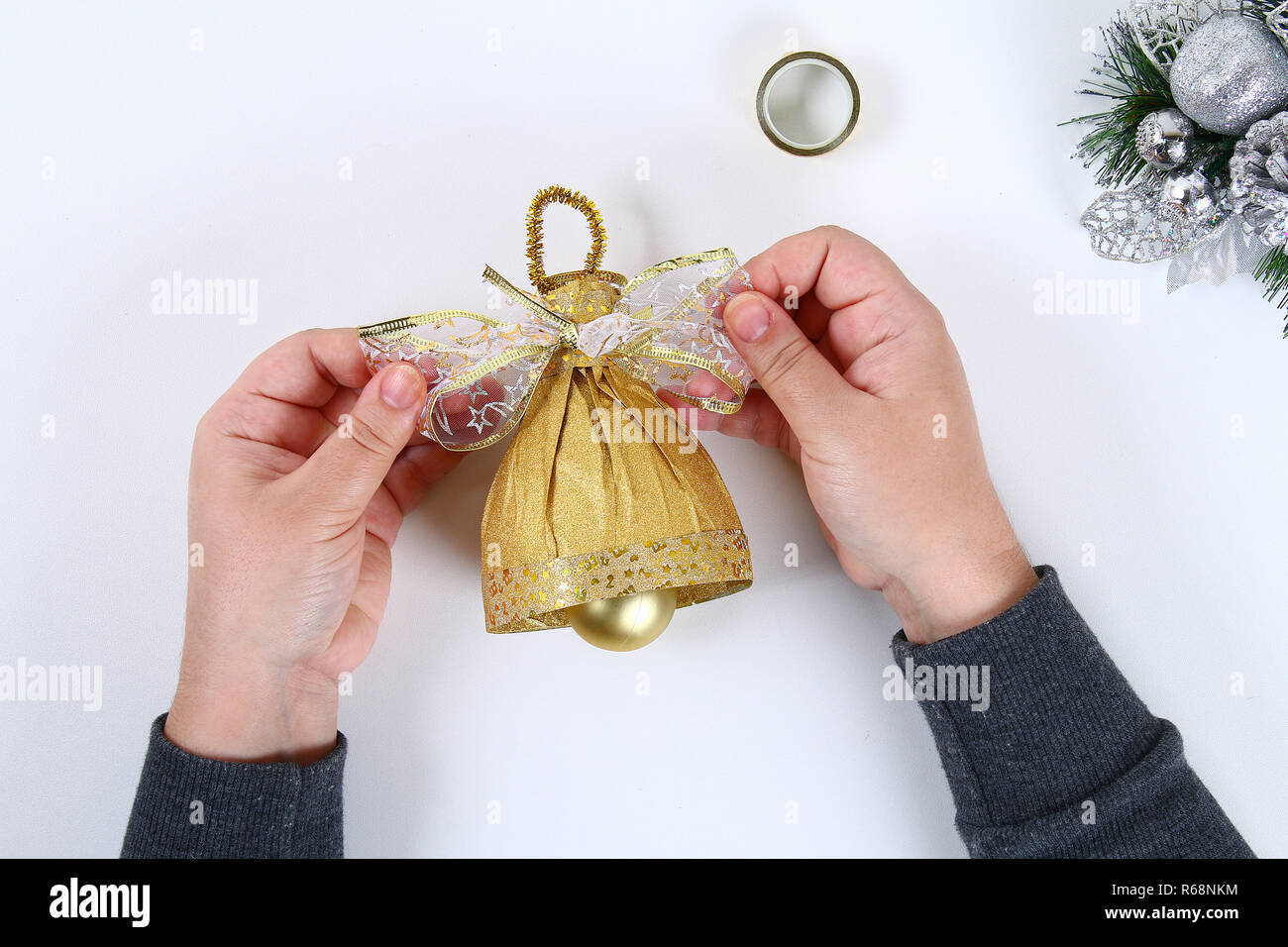 DIY gold bell from a plastic bottle. Guide on the photo how to make a ...