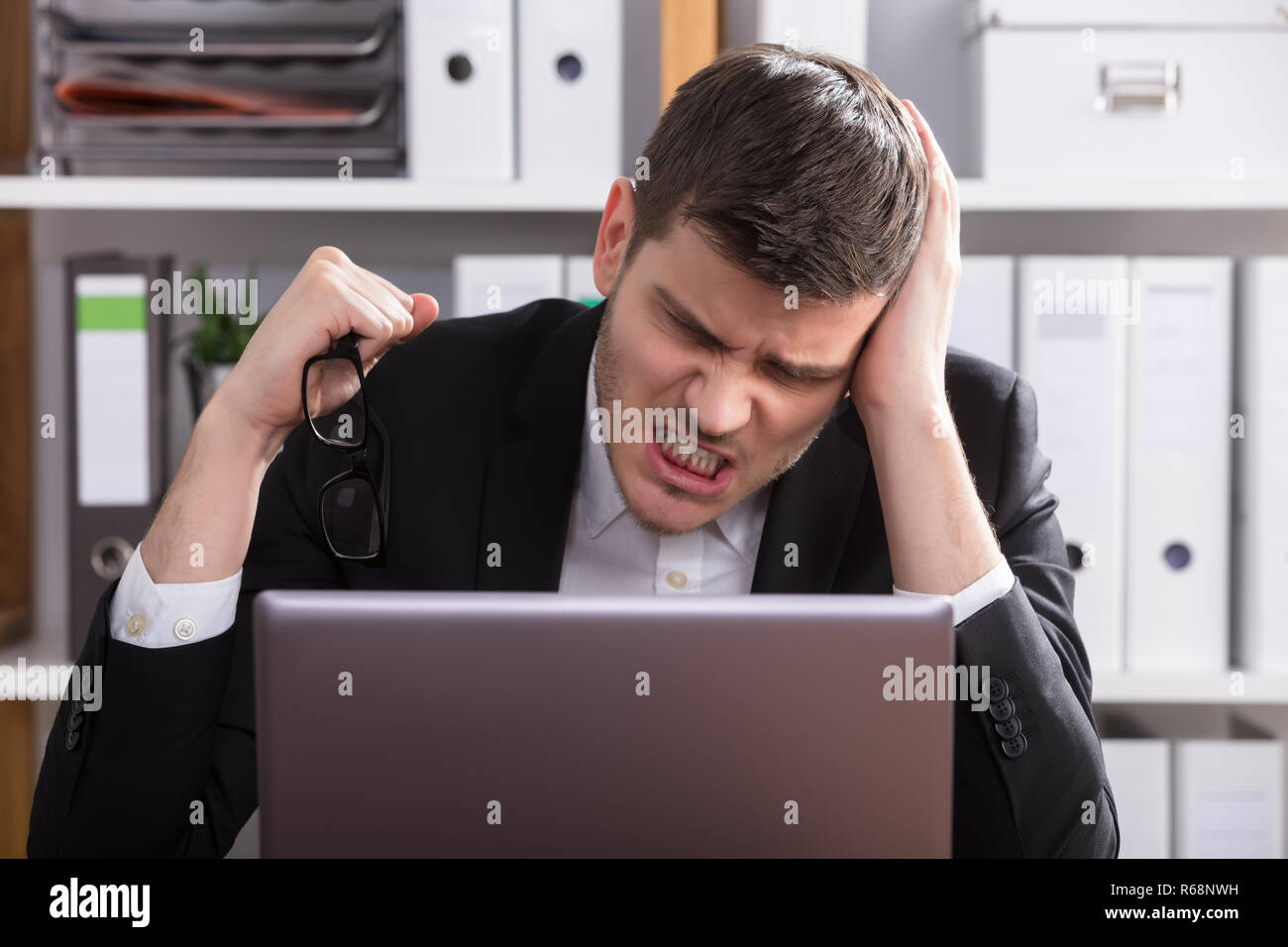 Worried businessman table model hi-res stock photography and images - Alamy