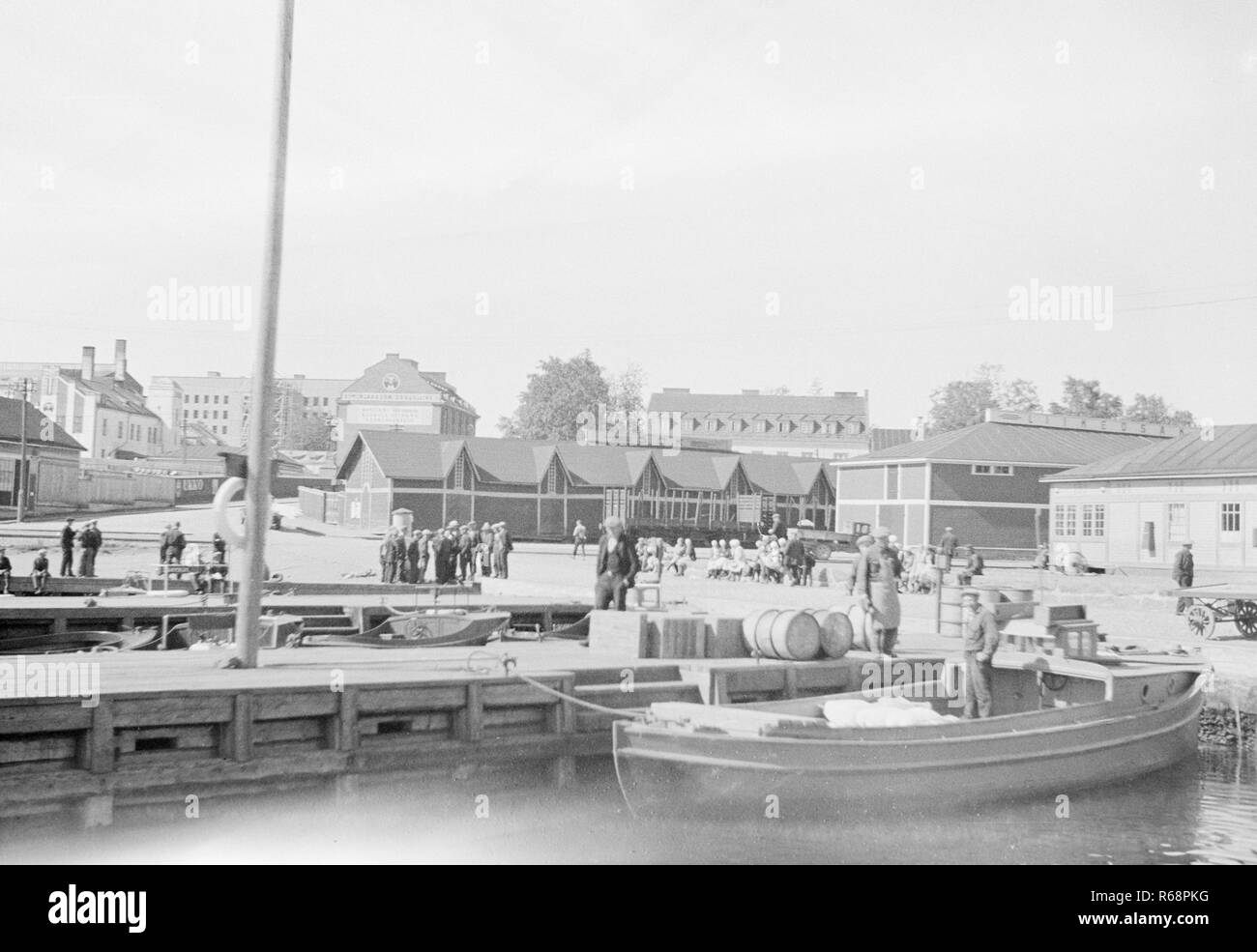Port area of Tiutisen Finland, 1920s-1930s Stock Photo - Alamy