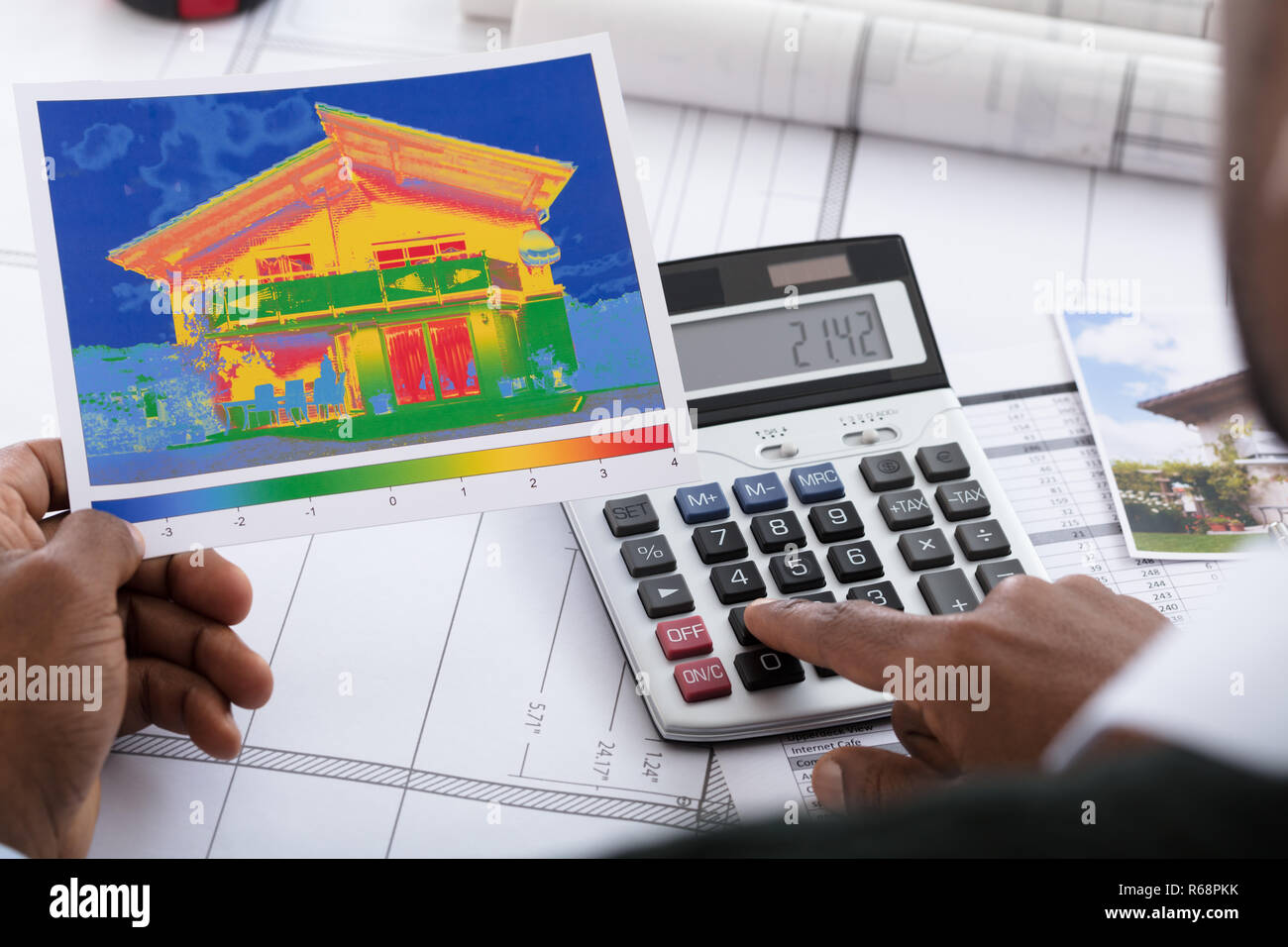 Person Hand Calculating Heat Temperature Stock Photo - Alamy