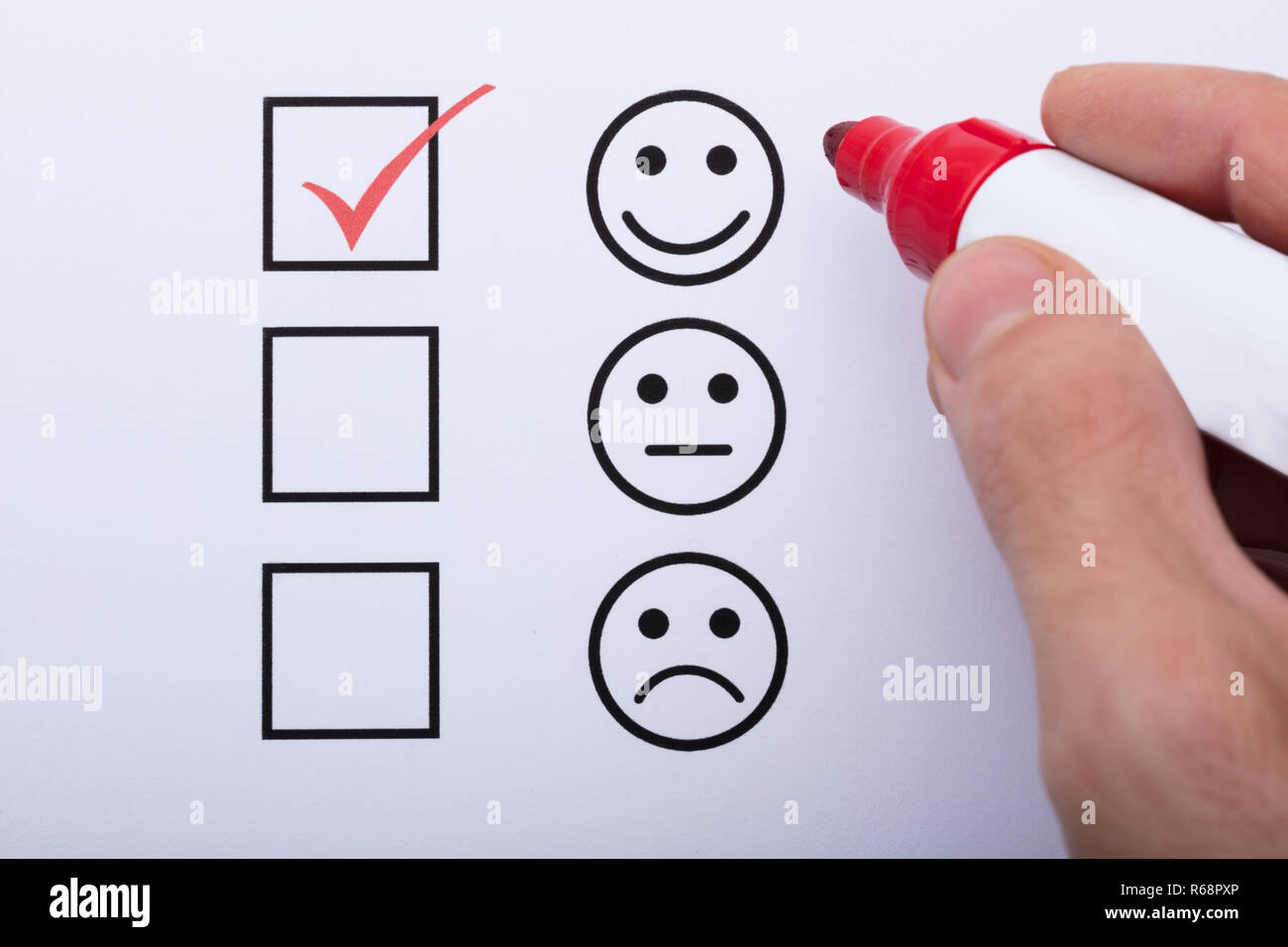 Person's Hand Ticking Off Checked Box Stock Photo - Alamy