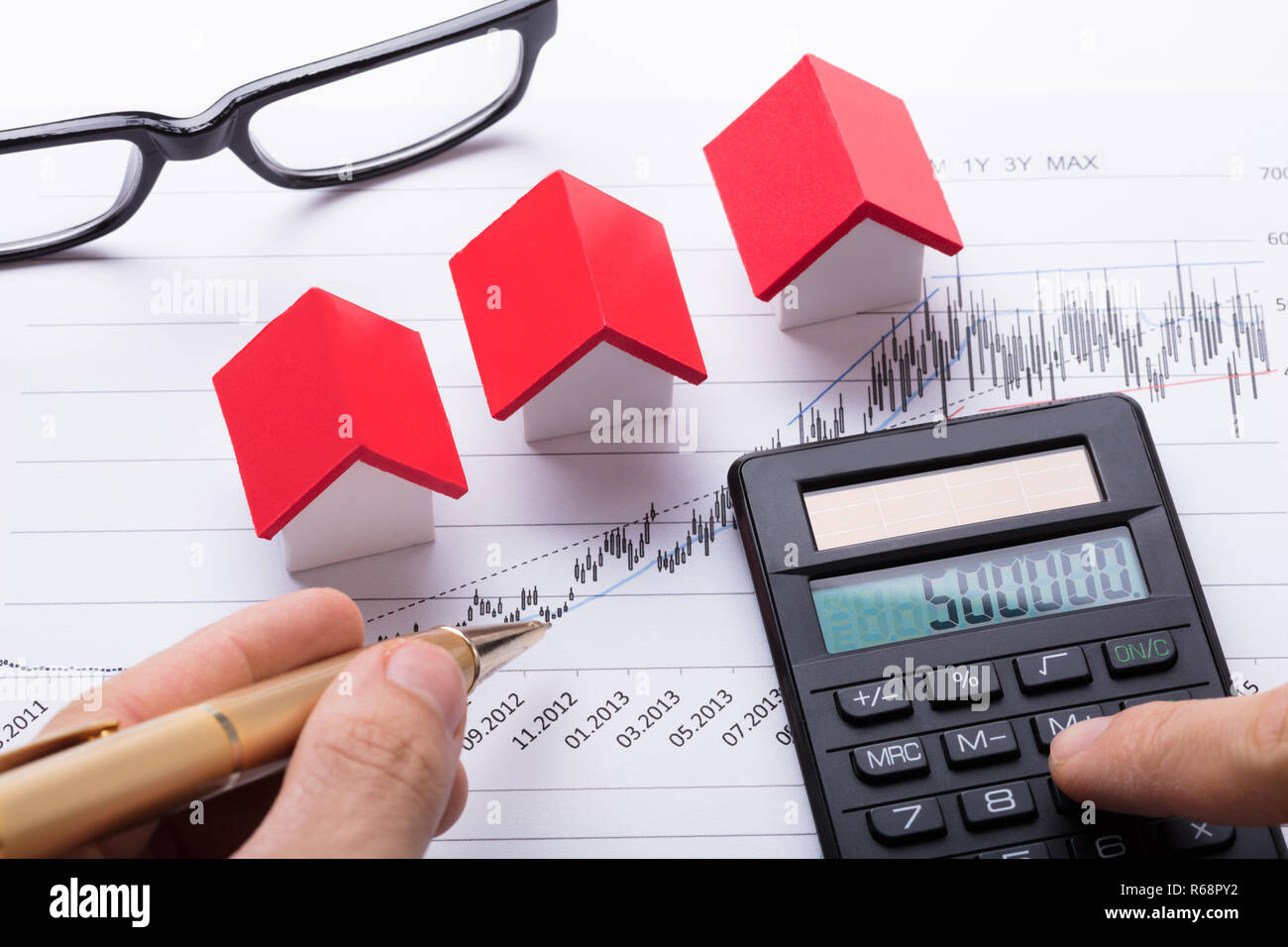 Hand Calculating Financial Chart With Calculator Stock Photo - Alamy