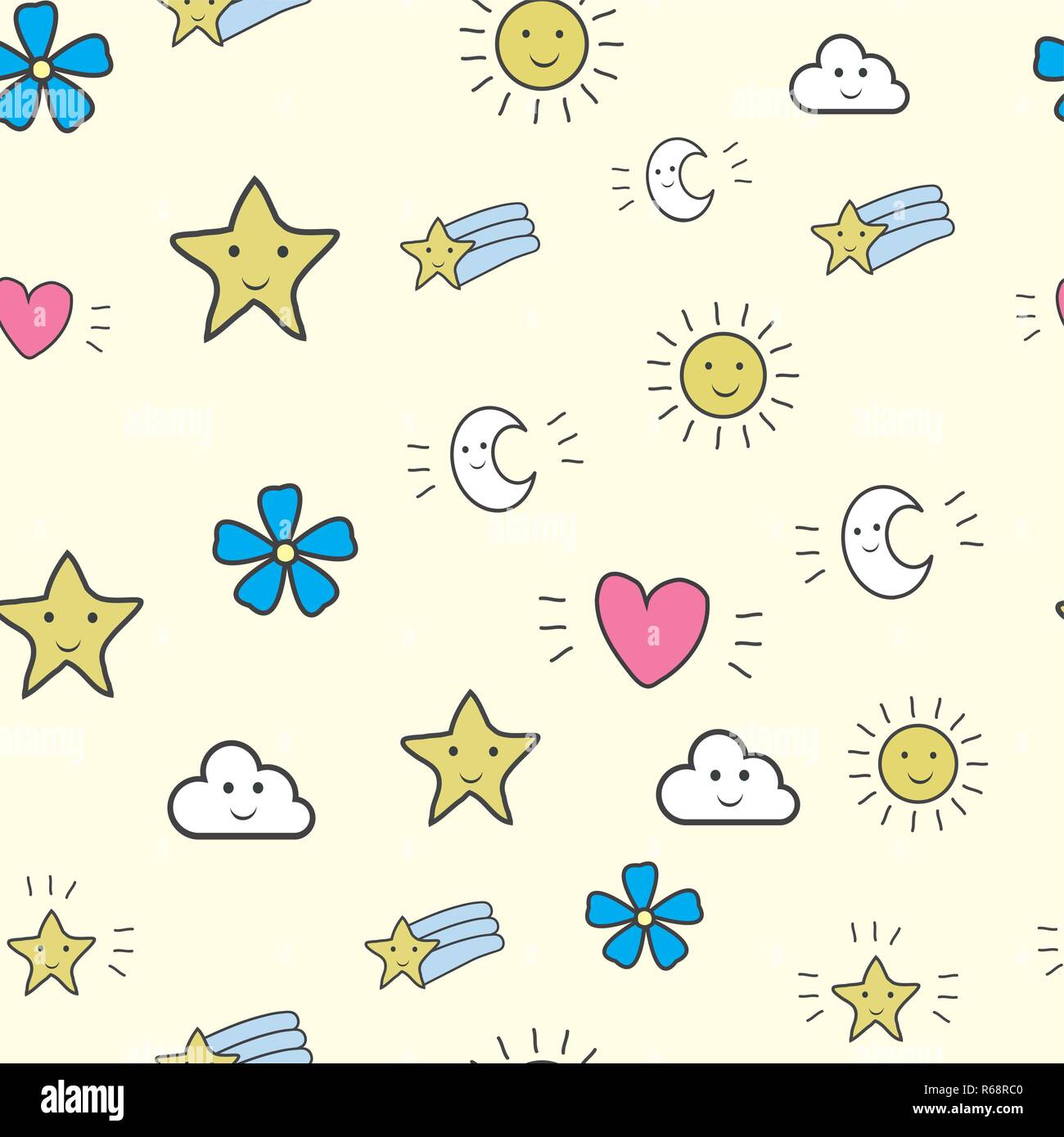 Cute doodle seamless pattern,vector illustration Stock Vector Image ...