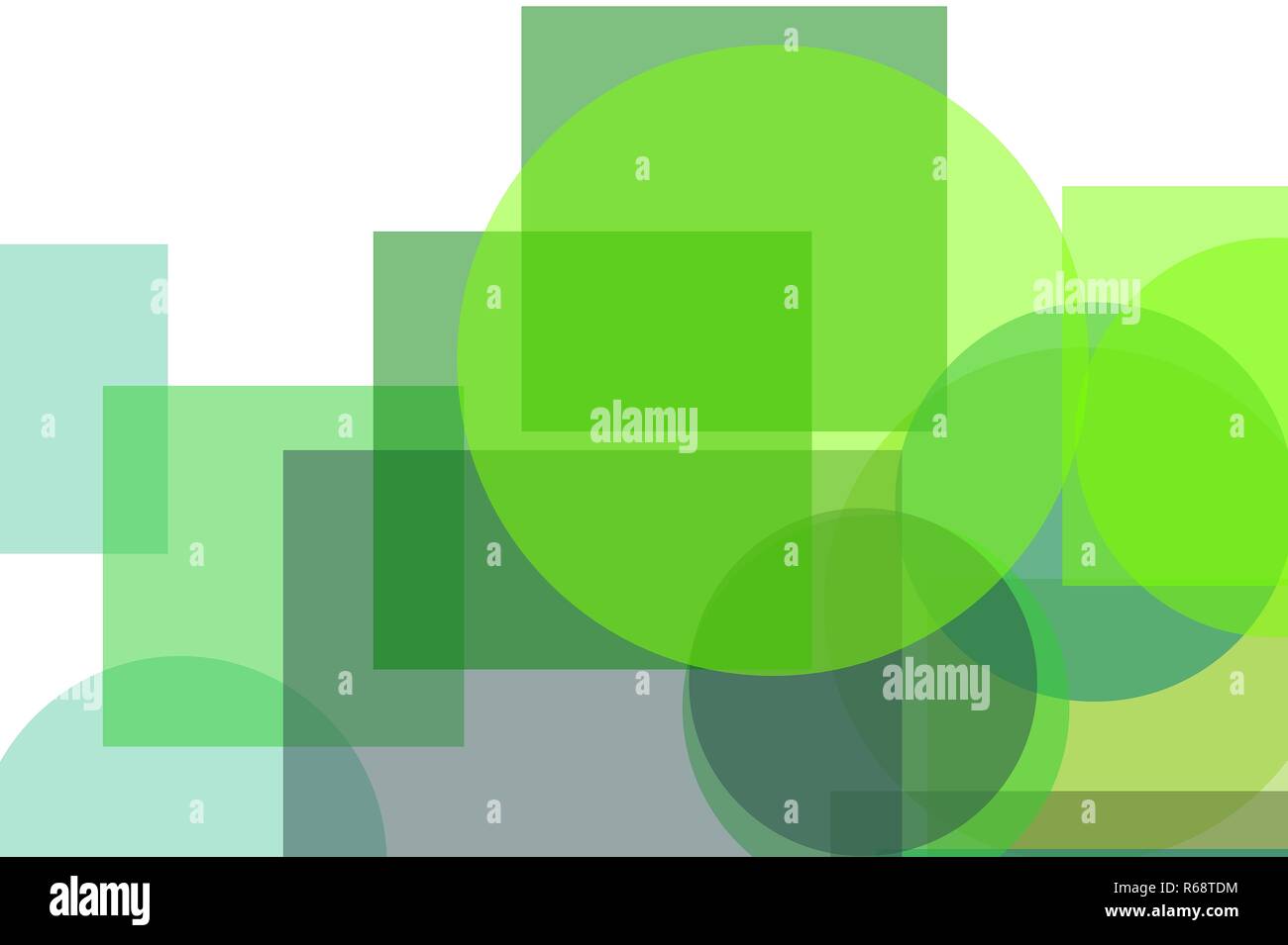 Abstract green circles squares illustration background Stock Photo - Alamy