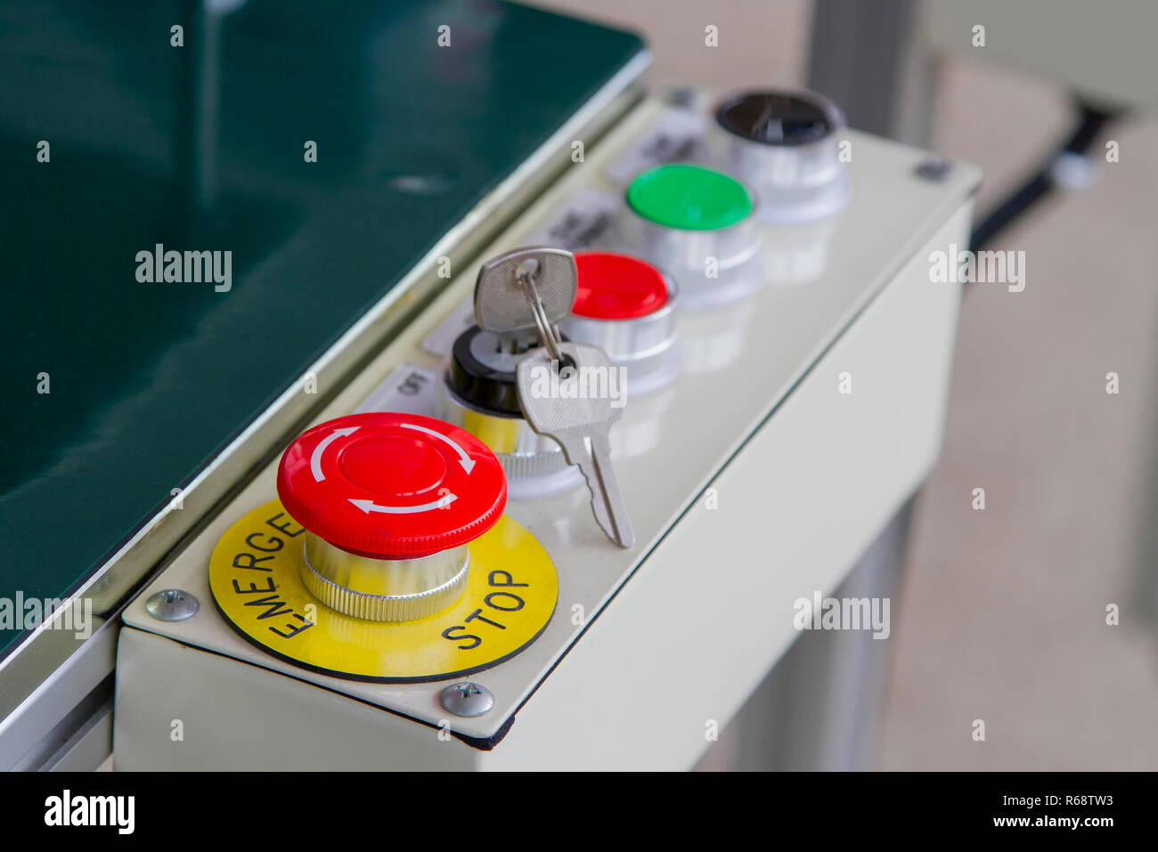 Emergency buttons and other keys on the keys Stock Photo - Alamy
