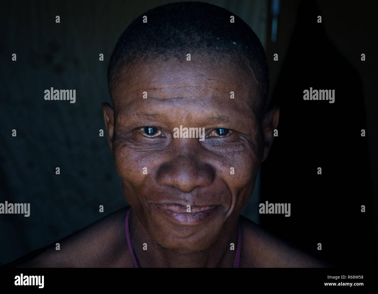 Bushman tribe (San) man portrait, Huila Province, Chibia, Angola Stock ...
