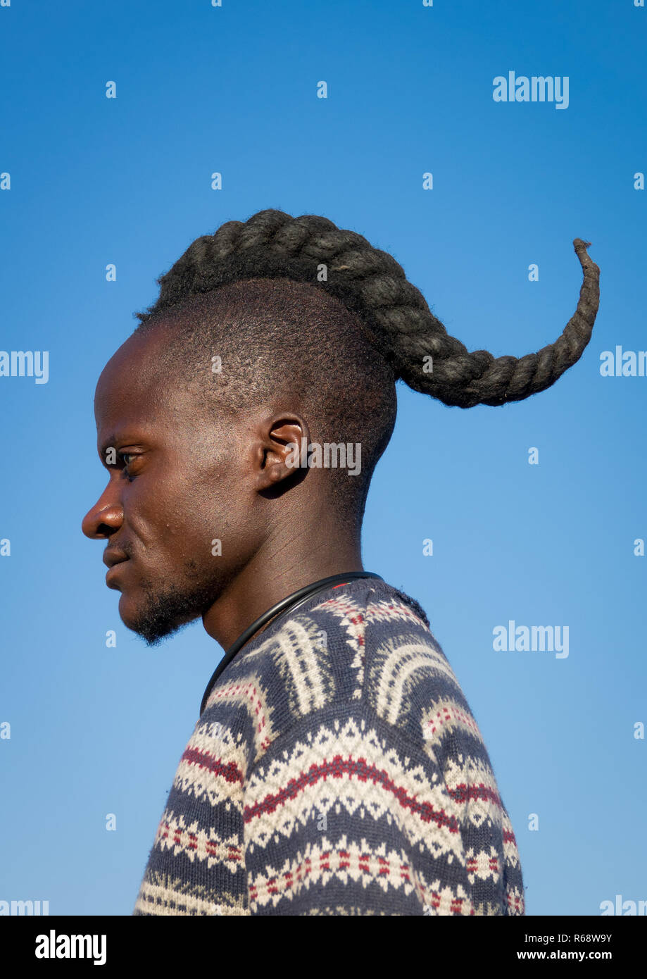 Himba tribe man with the traditional hairstyle, Cunene Province ...
