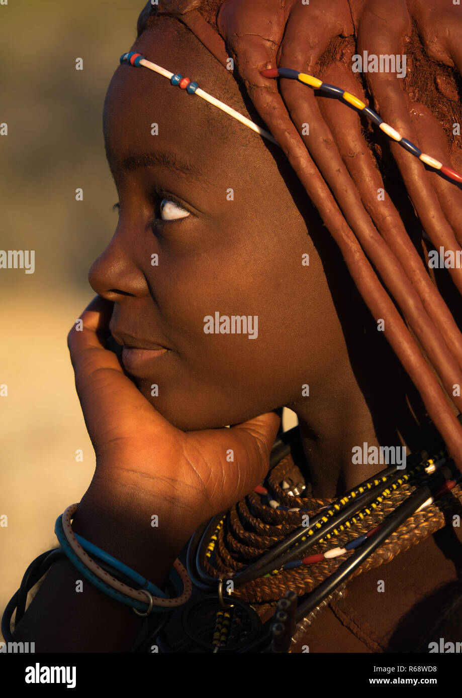 Himba tribe young woman, Cunene Province, Oncocua, Angola Stock Photo ...