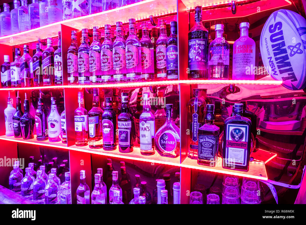Istanbul, Turkey - October 21, 2018; a variety of bottles Scotch ...
