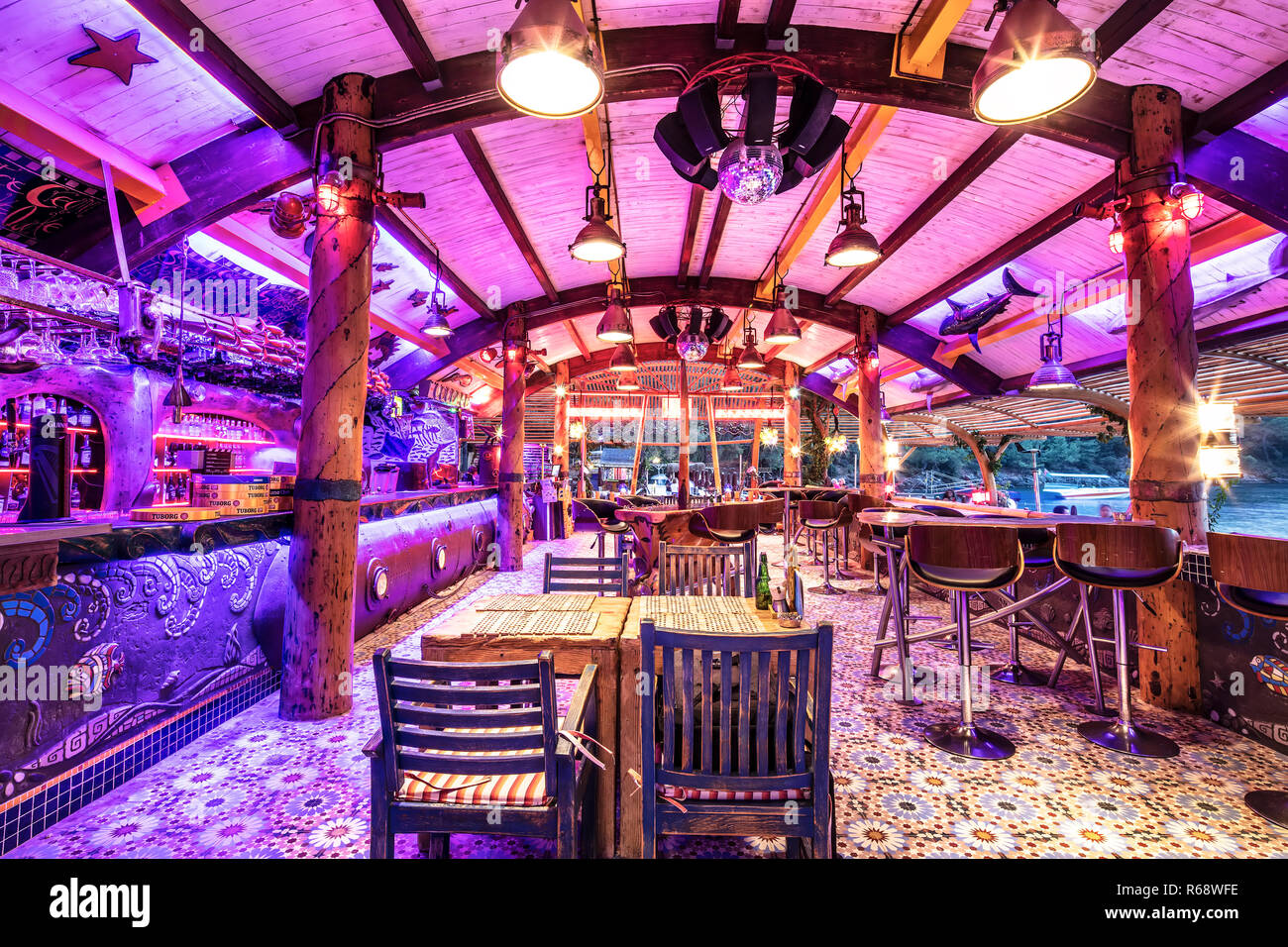 Istanbul, Turkey - October 21, 2018; a variety of bottles Scotch ...