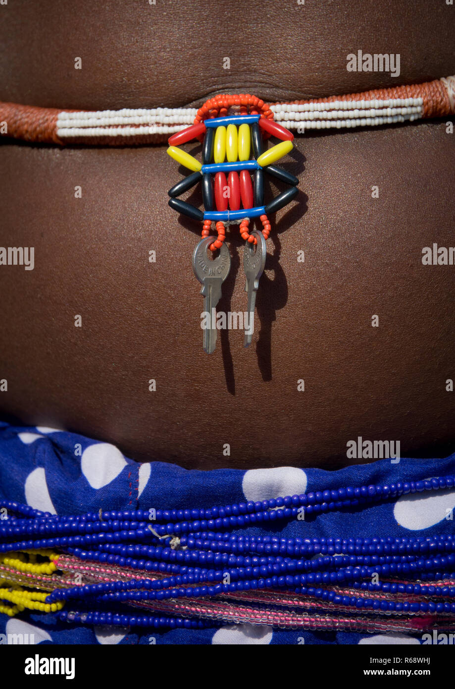 Belly and outfit of Mudimba tribe woman, Cunene Province, Cahama ...