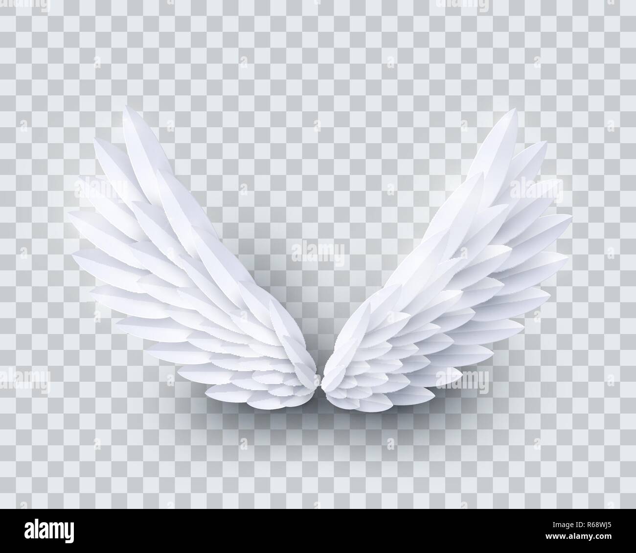 Vector 3d white realistic layered paper cut angel wings Stock Vector ...