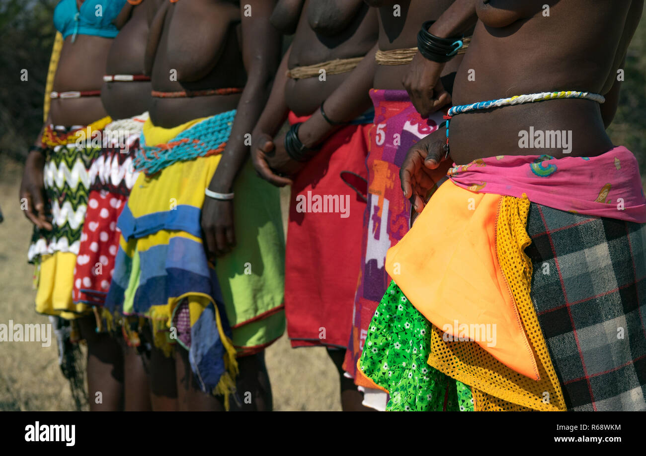 Mudimba Tribe Women Wearing Their Traditional Outfit Cunene Province
