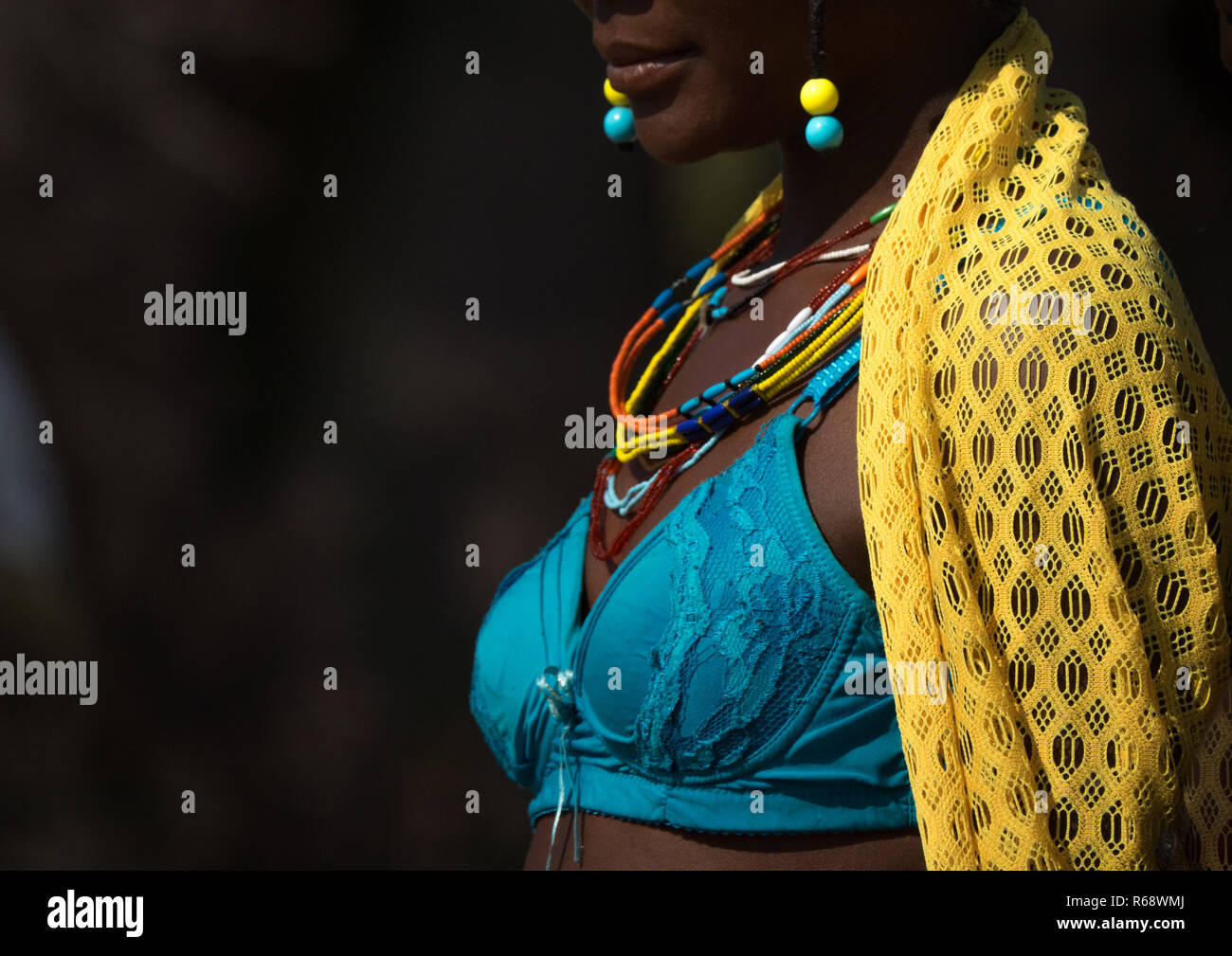 Traditional outfit of Mudimba tribe woman, Cunene Province, Cahama ...