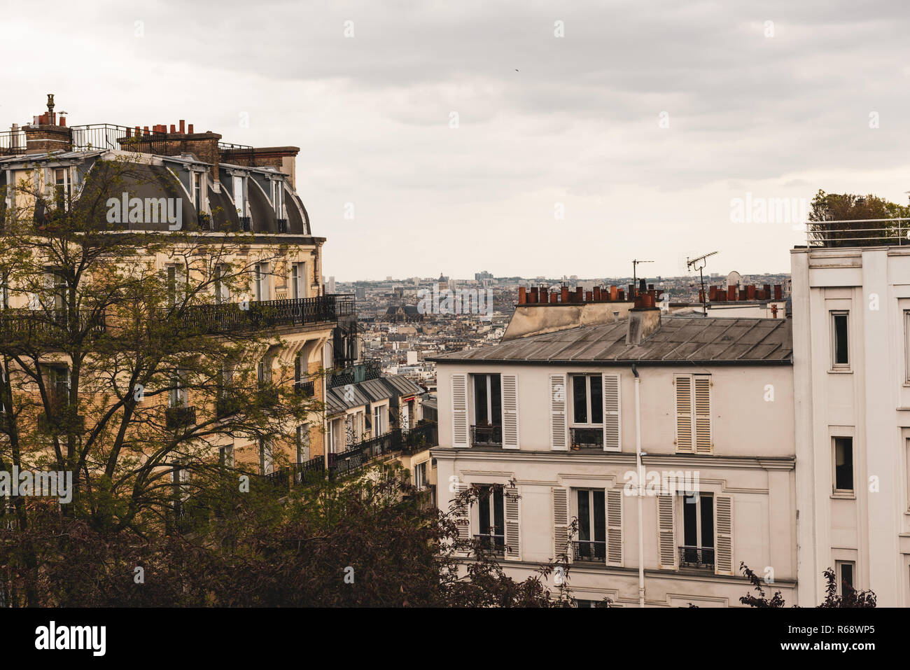 Roofs of Paris, grey sky Stock Photo - Alamy