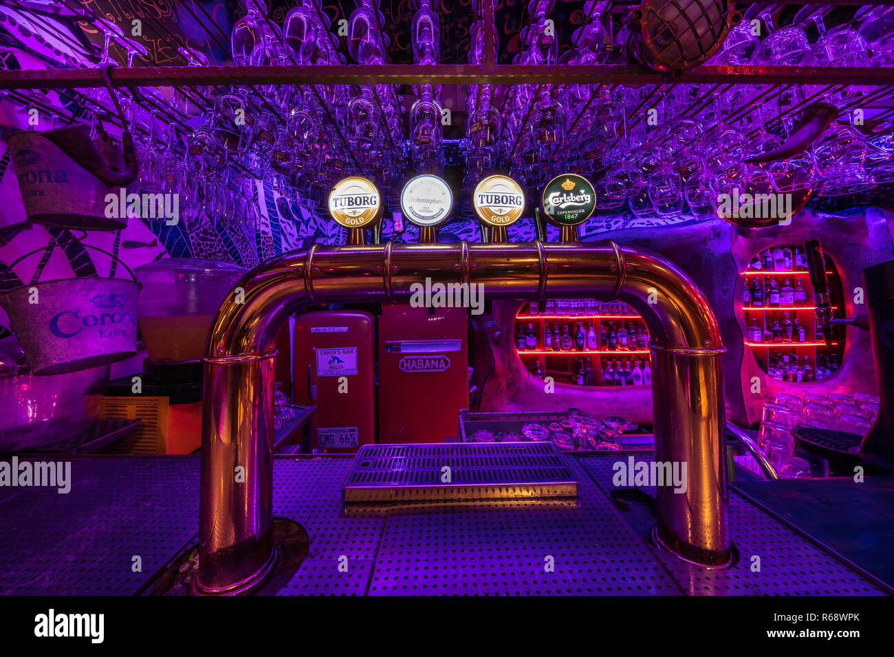 Istanbul, Turkey - October 21, 2018; a variety of bottles Scotch ...