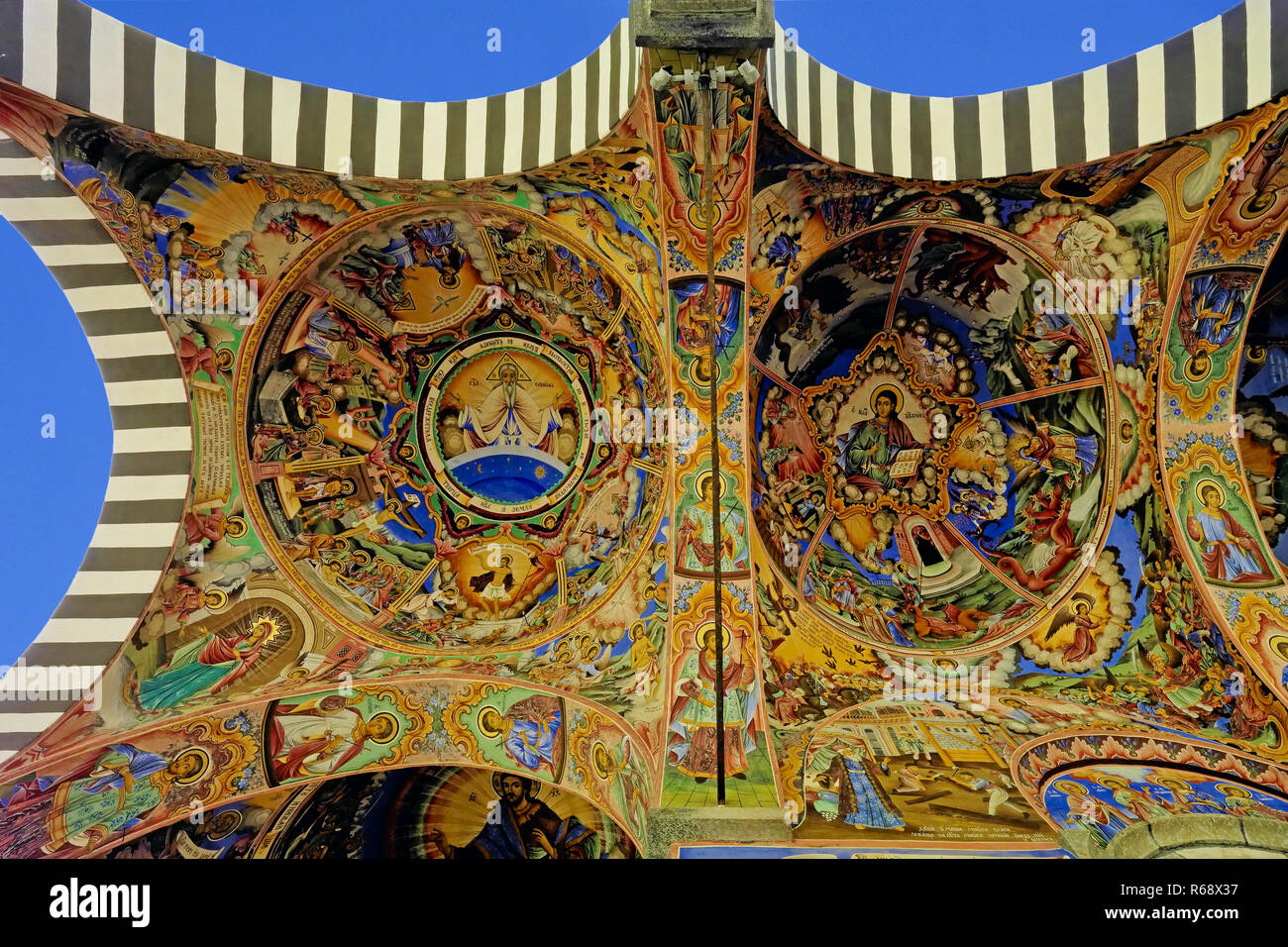 Ceiling Fresco In The Open Gallery Of The Rila Monastery In Rila ...