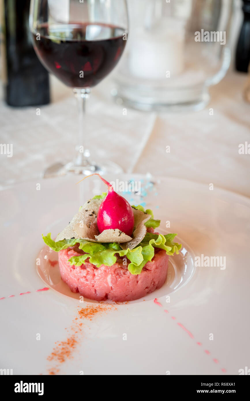 raw veal meat with truffle, italian food Stock Photo - Alamy