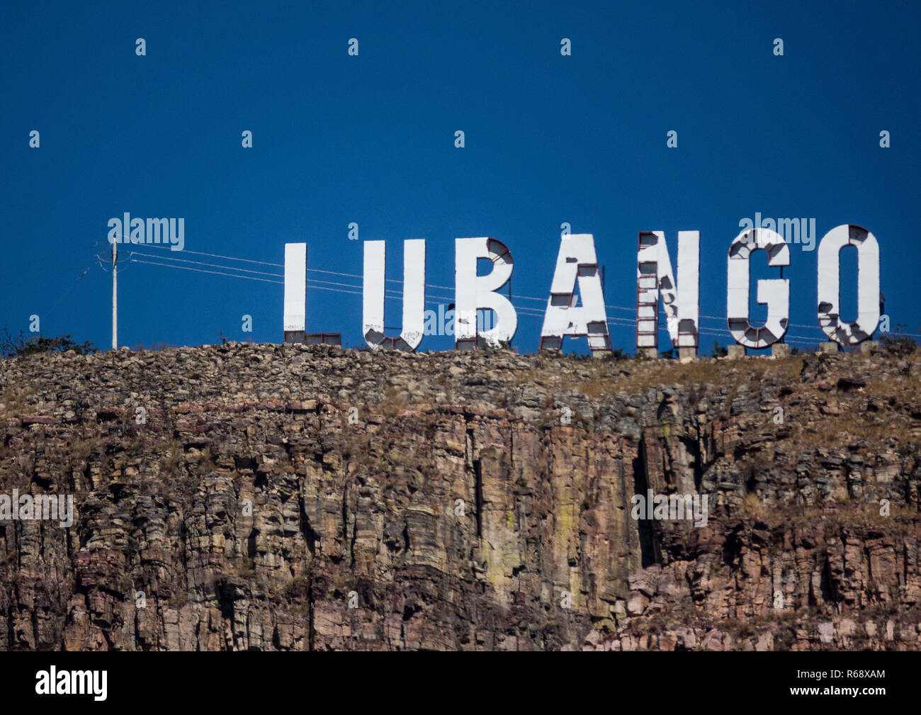Lubango sign, next to Cristo Rei, overlooking the city, Huila Province ...