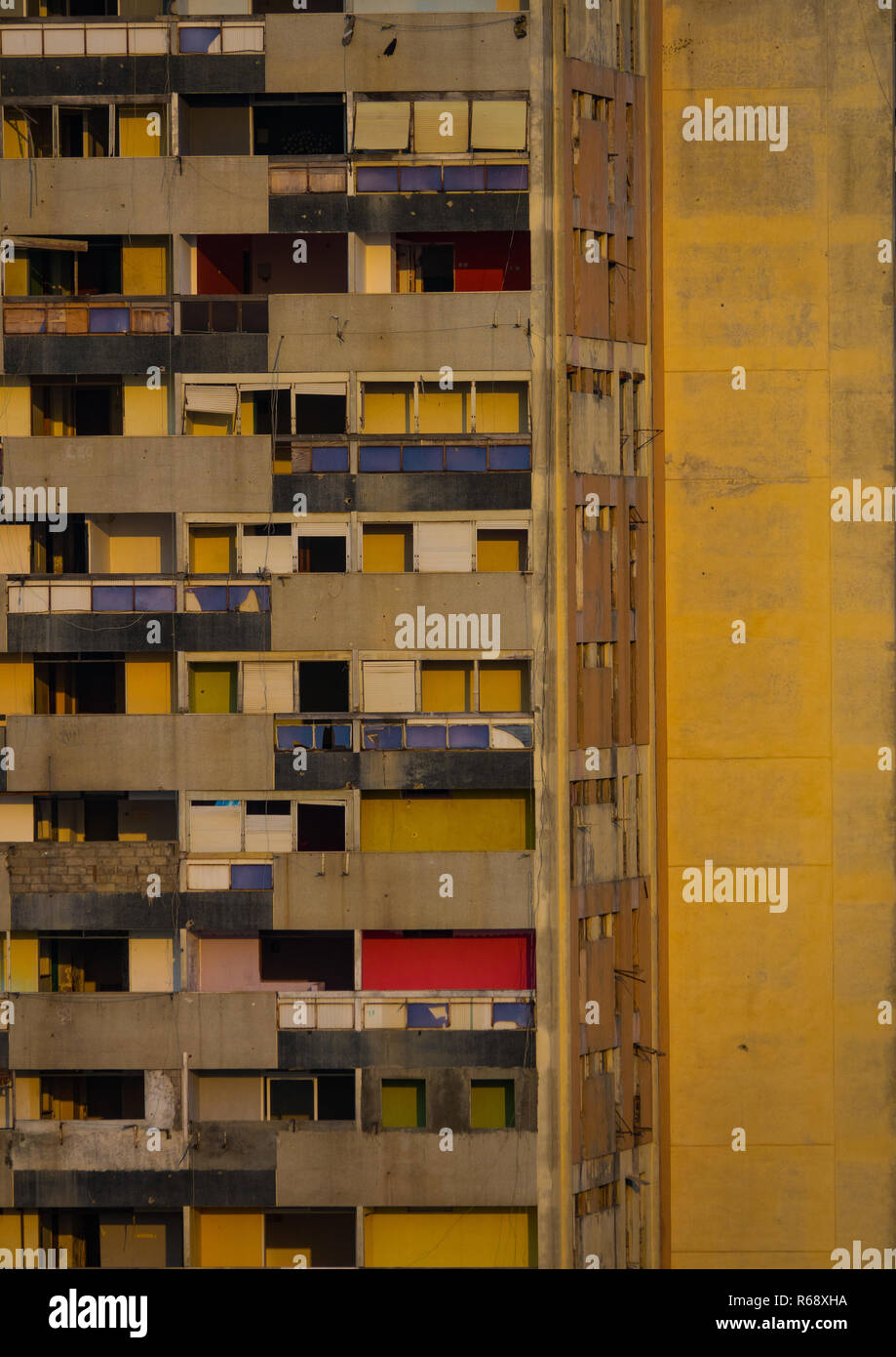 Buildings along the Marginal promenade in Luanda city center at sunset ...