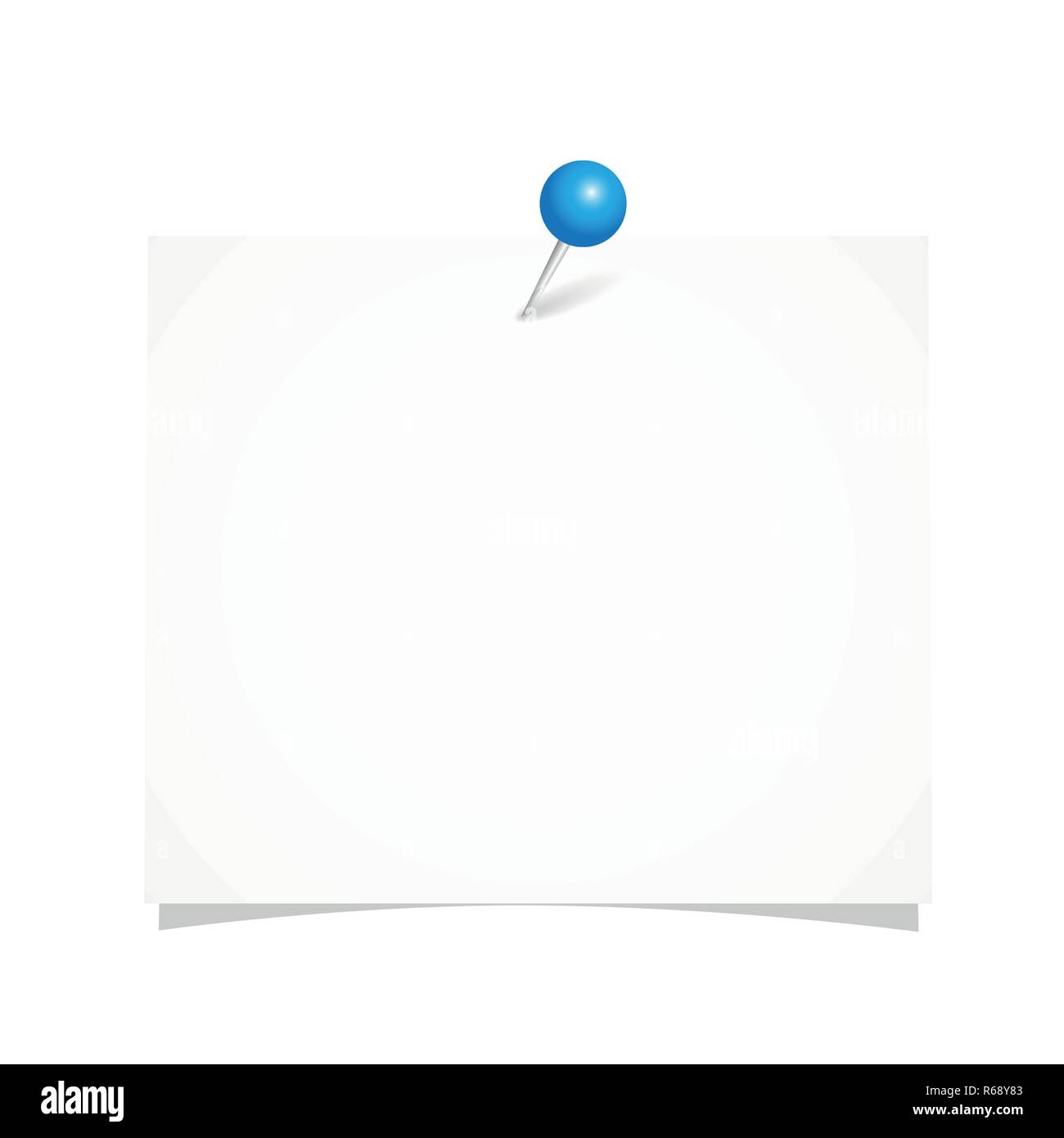 white note paper with blue pin isolated on a white background vector ...