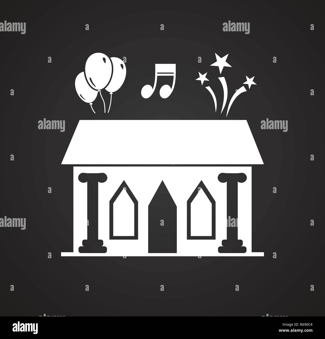 WEdding ceremony venue icon on black background for graphic and web ...
