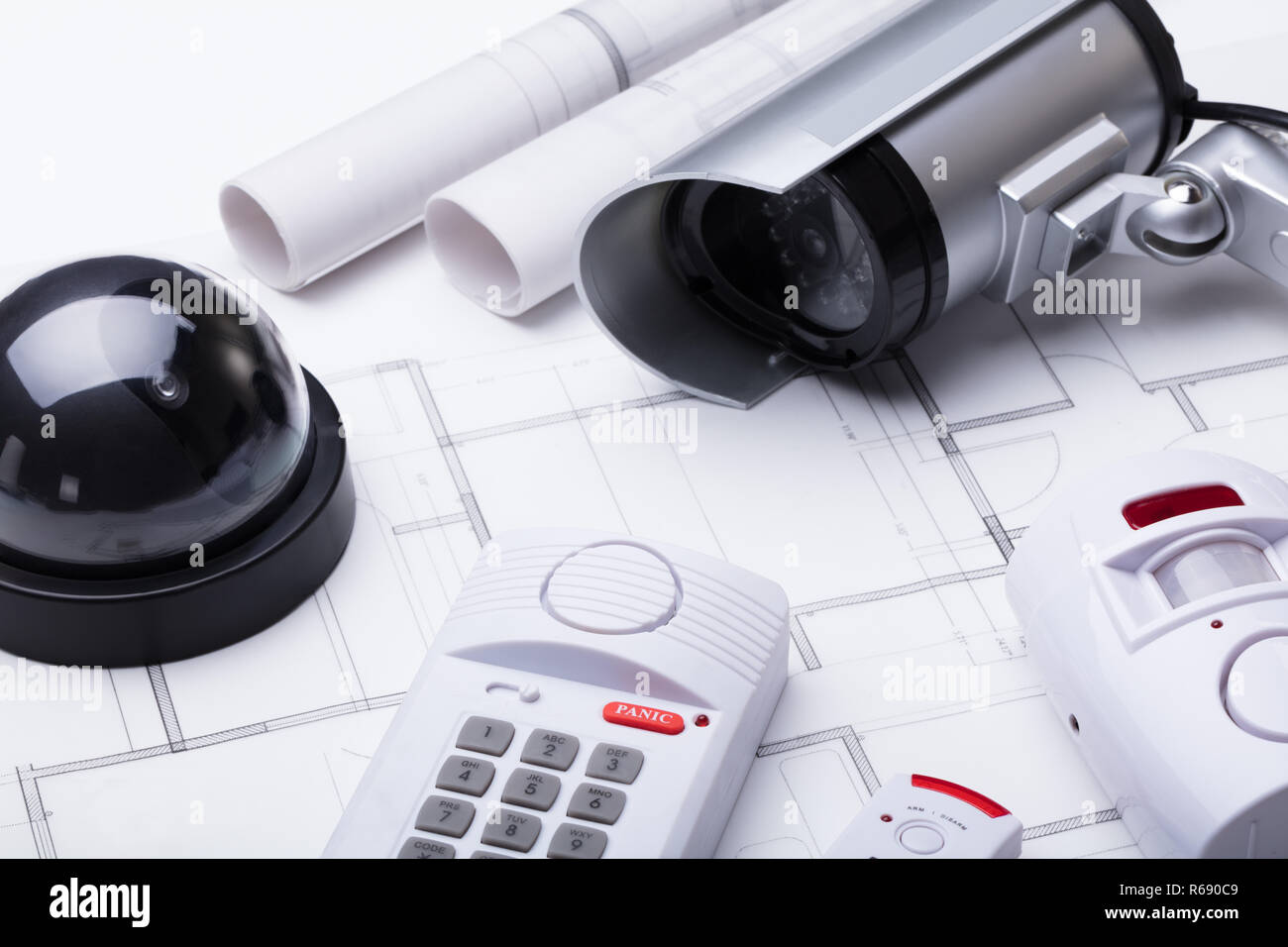 Security Equipment On Blueprint Stock Photo - Alamy