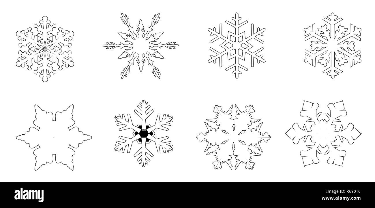 Isolated White Snowflake Collection Stock Photo - Alamy