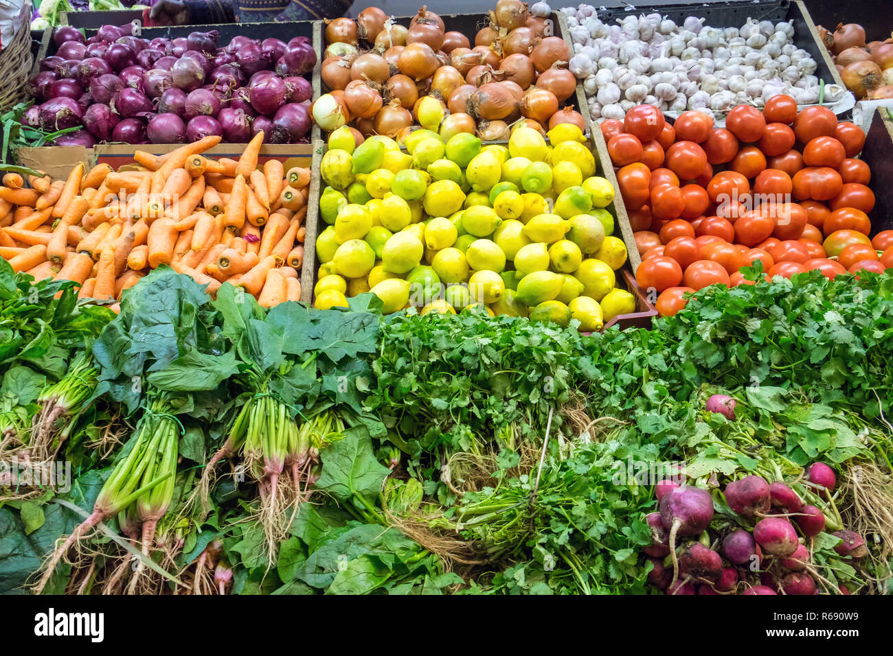 Selection fresh salad vegetables herbs hi-res stock photography and ...