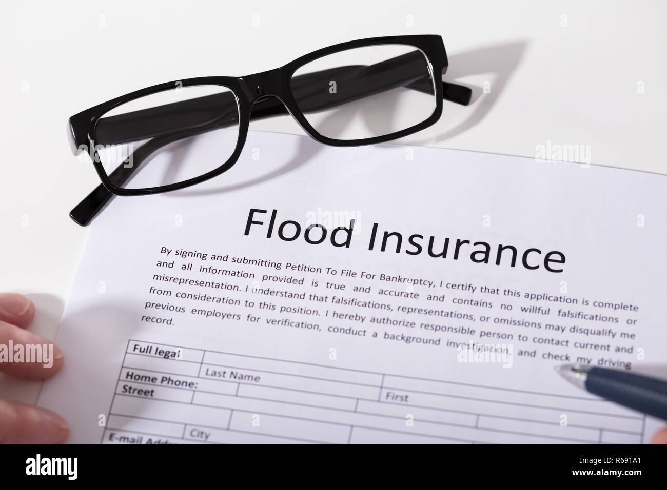 Elevated View Of Flood Insurance Form Stock Photo - Alamy